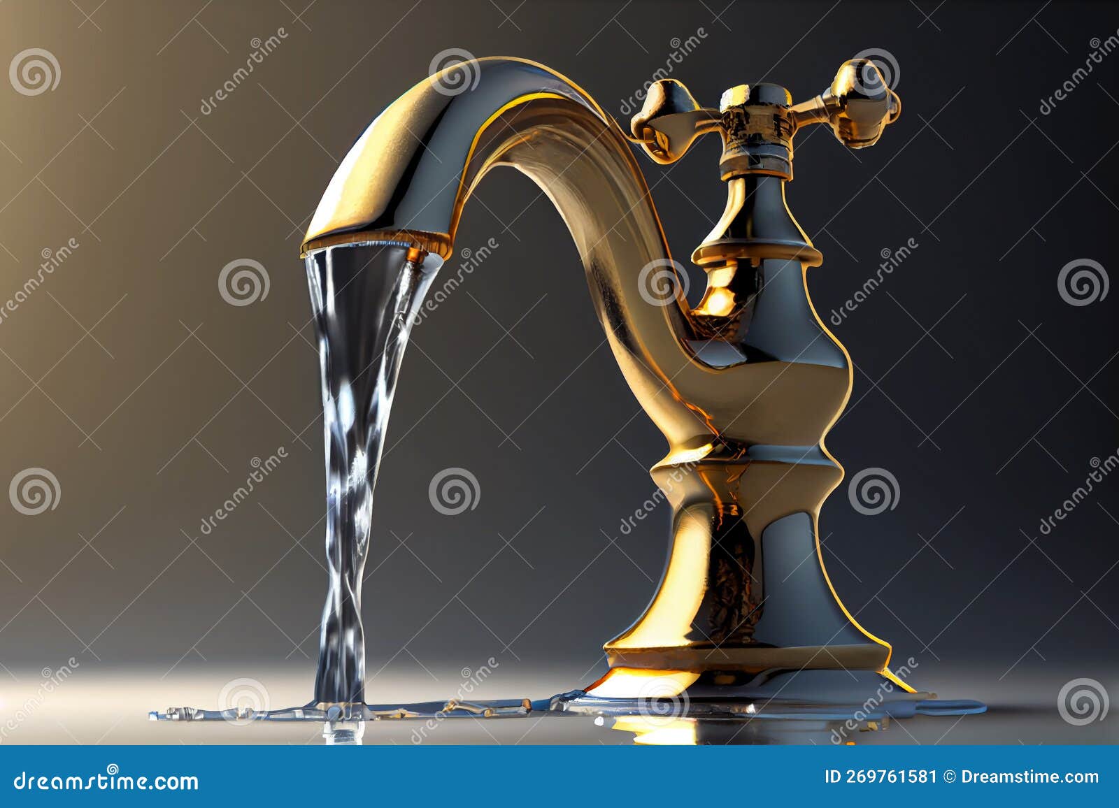Water Flowing from a Faucet. Illustration Generative AI Stock ...