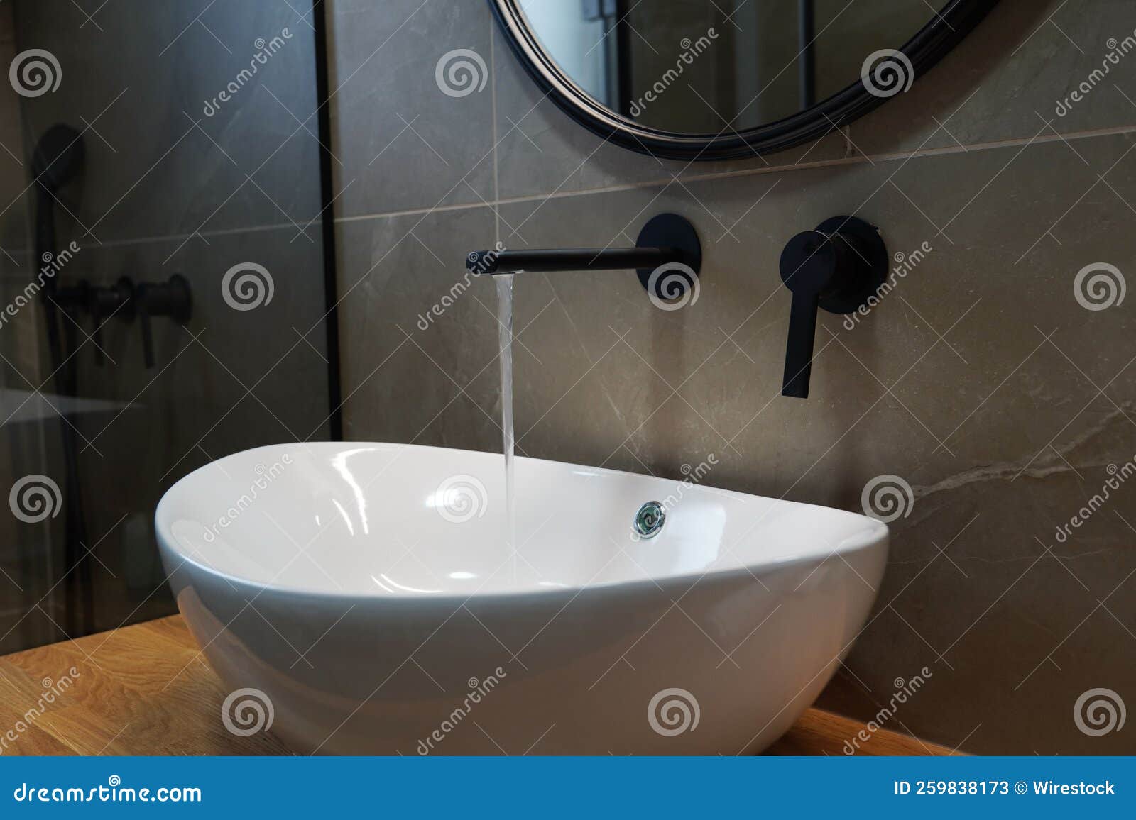 Water Flowing from the Faucet in the Lavatory Stock Image - Image of ...