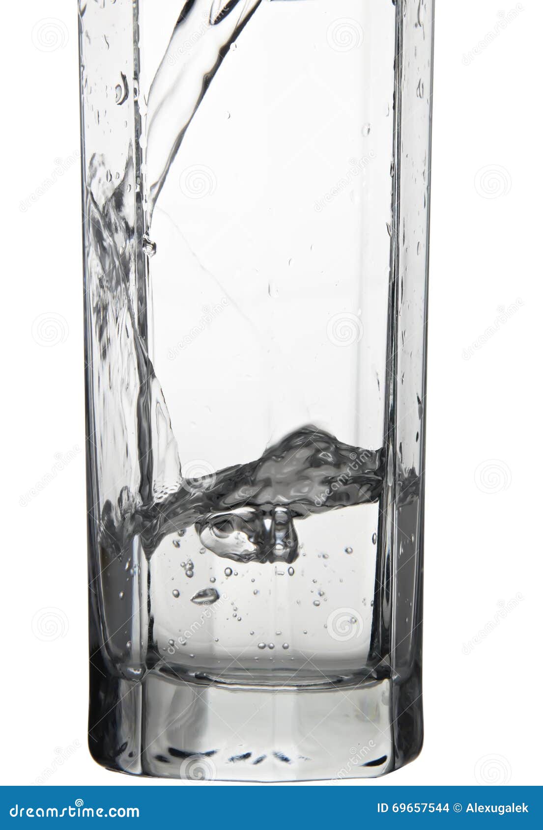 Water Flowing into a Glass, Closeup View, Isolated on White Stock Photo ...