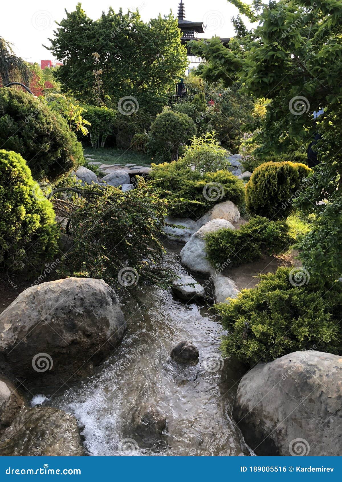 Water Flowing through the Greenery. Stock Photo - Image of architecture ...