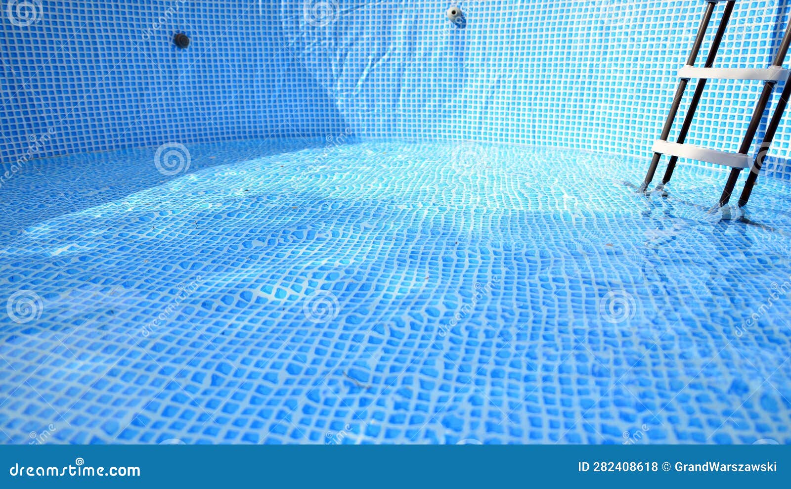 Water Flowing from the Hose into the Pool Filling. Stock Photo - Image ...