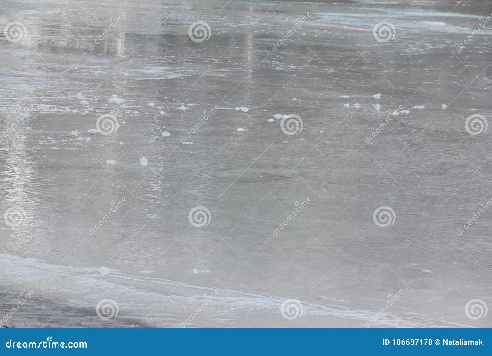 Water Flowing through the Melting Ice Surface of the River Stock Photo ...