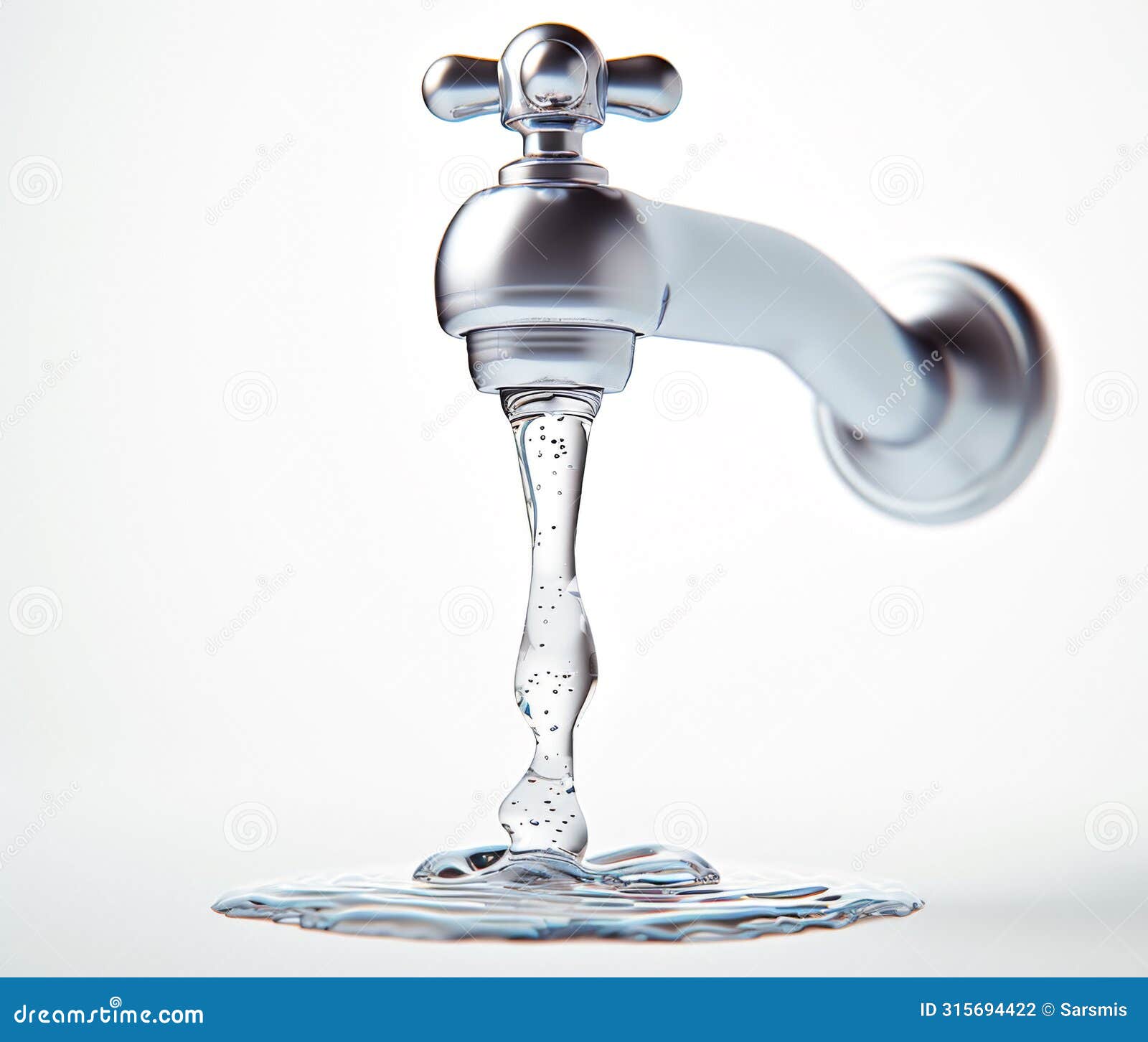 Water Flowing from an Open Tap Creating a Ripple on Surface Stock ...