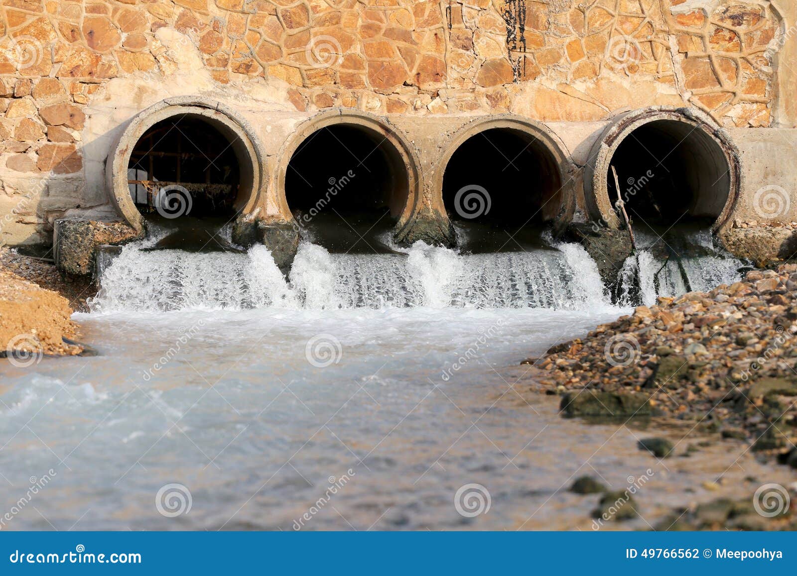 Water Flowing Out of the Drain. Stock Photo - Image of construction ...