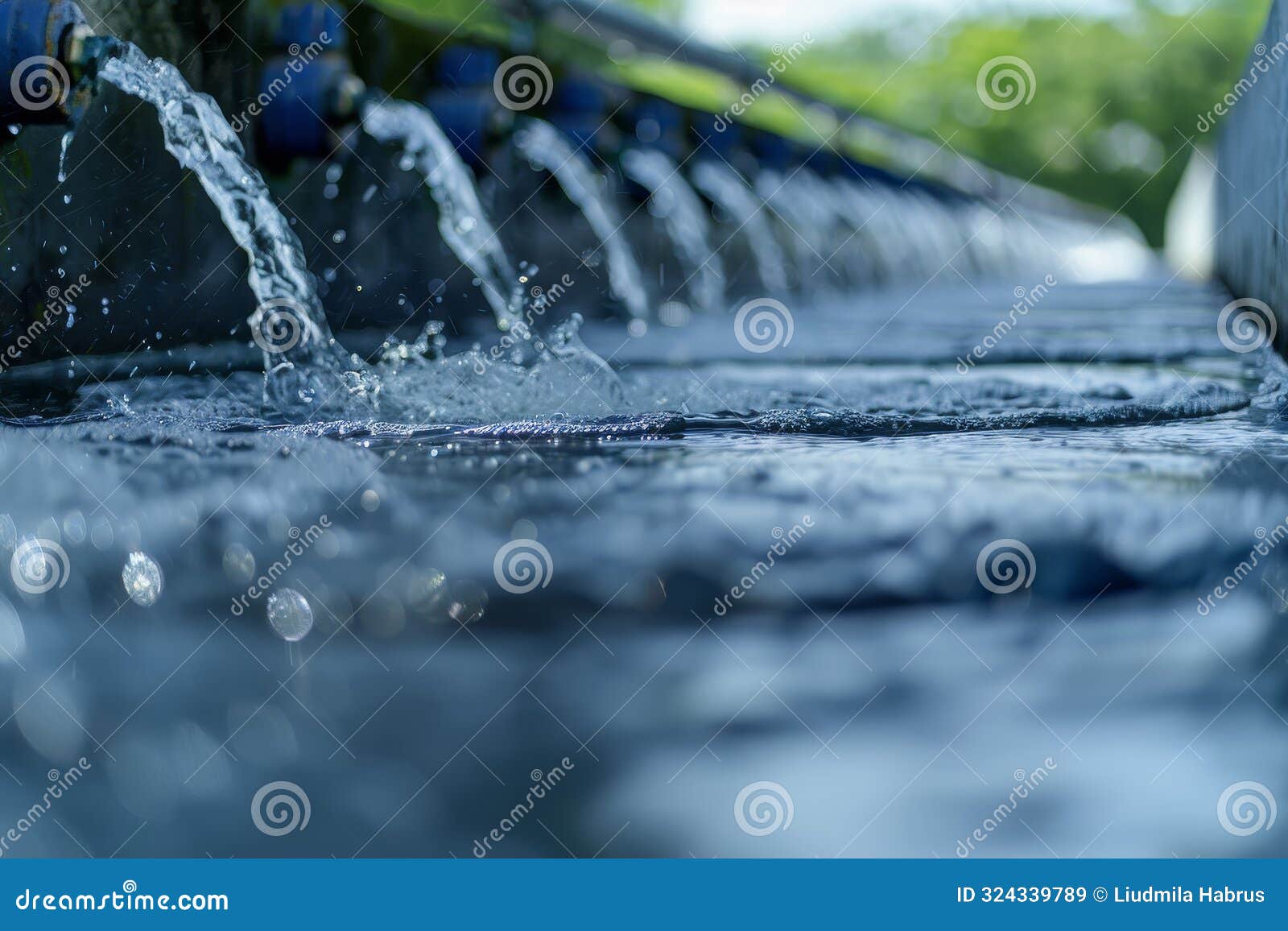 The Water is Flowing Out of a Pipe and into a Pool Stock Image - Image ...
