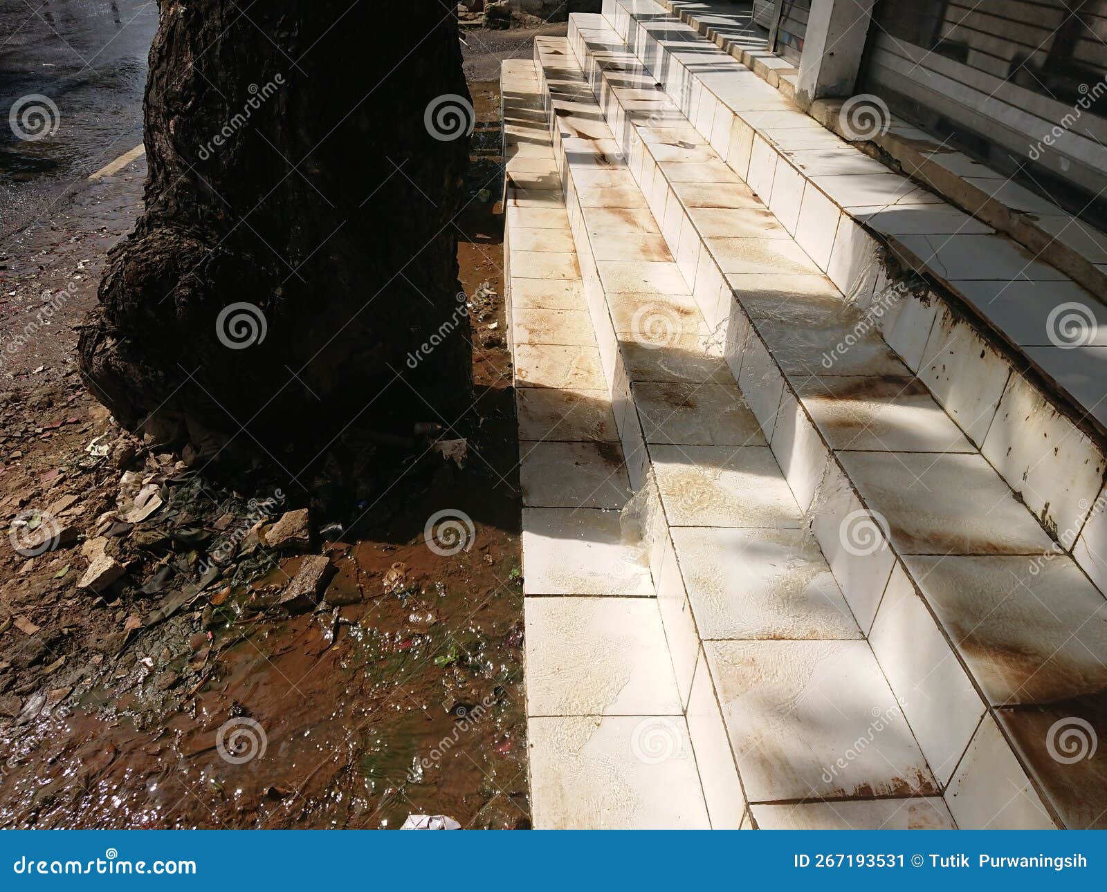 Photo of Water Flowing Out from Stair Stock Image - Image of heavy ...
