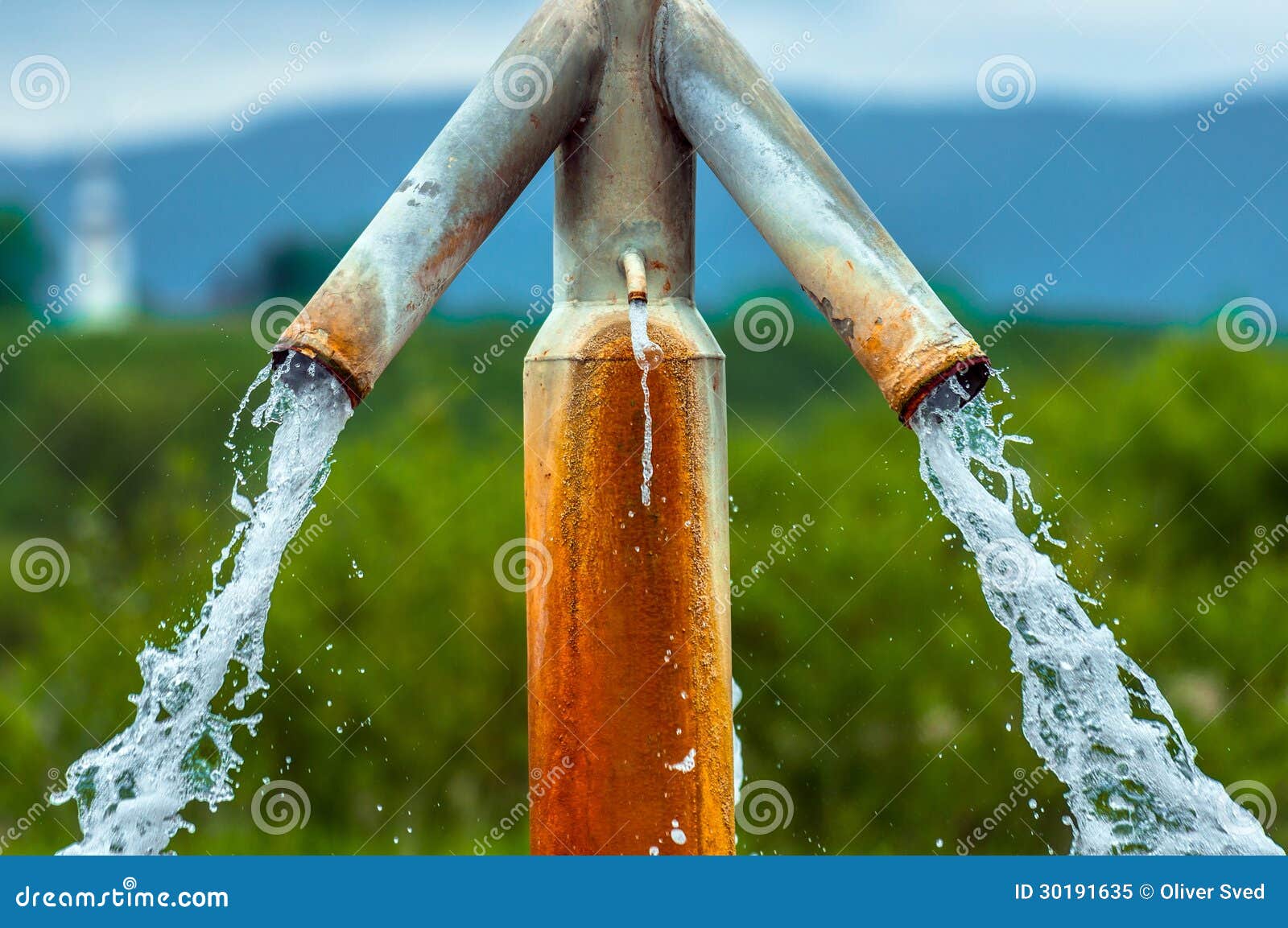Water Flowing from Outdoor Tap Stock Image - Image of misuse, ecology ...