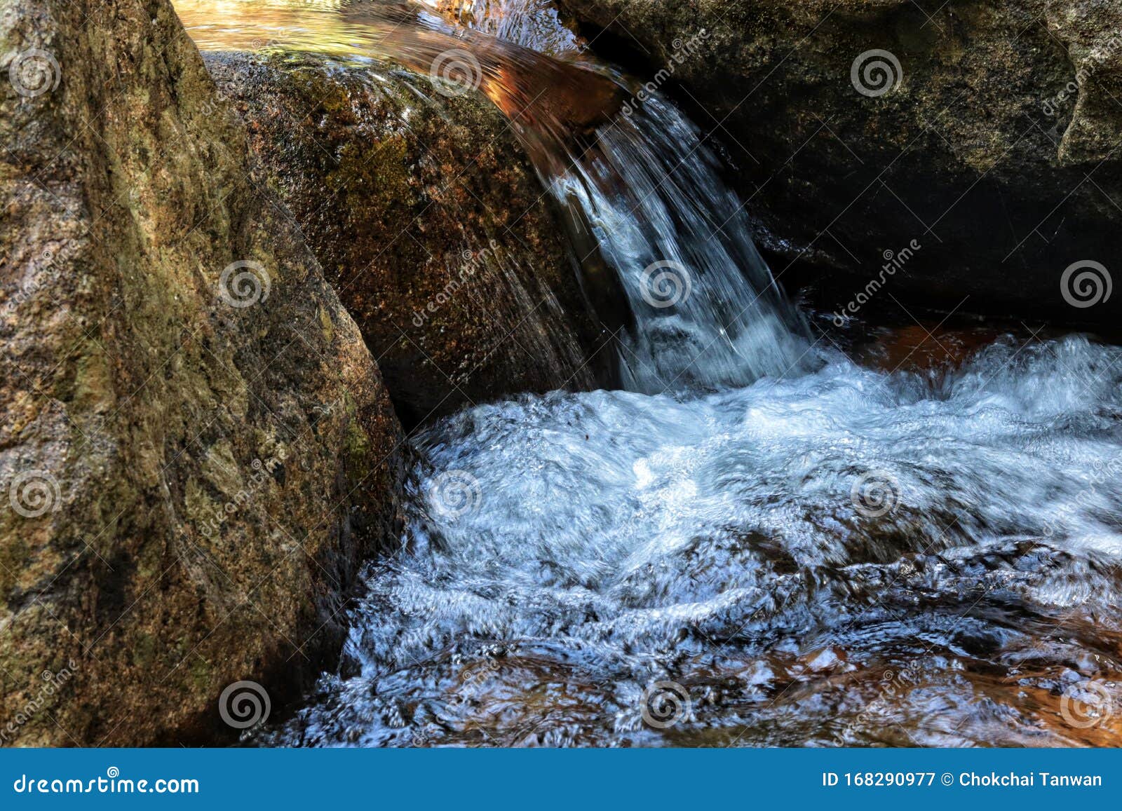 Water Flowing Over Rocks and Waterfall Stock Image - Image of motion ...