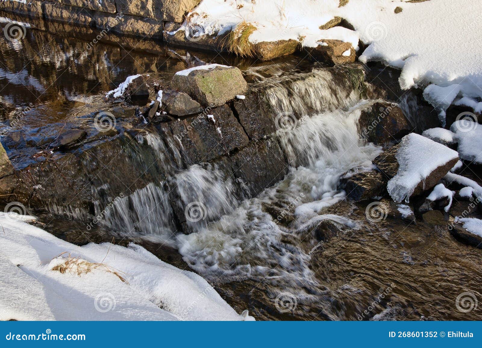 Water Flowing Over Stone Dam Construction Stock Photo - Image of ...
