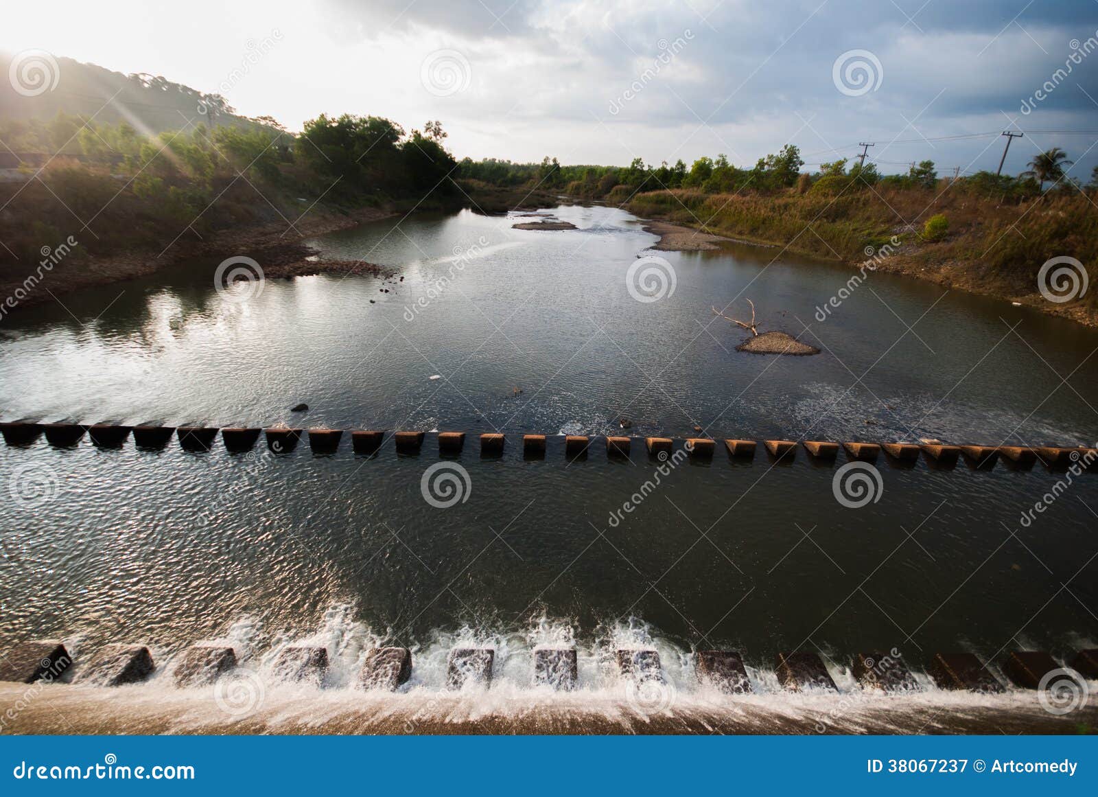 Water Flowing from Reservoir Sluice Stock Image - Image of summer ...