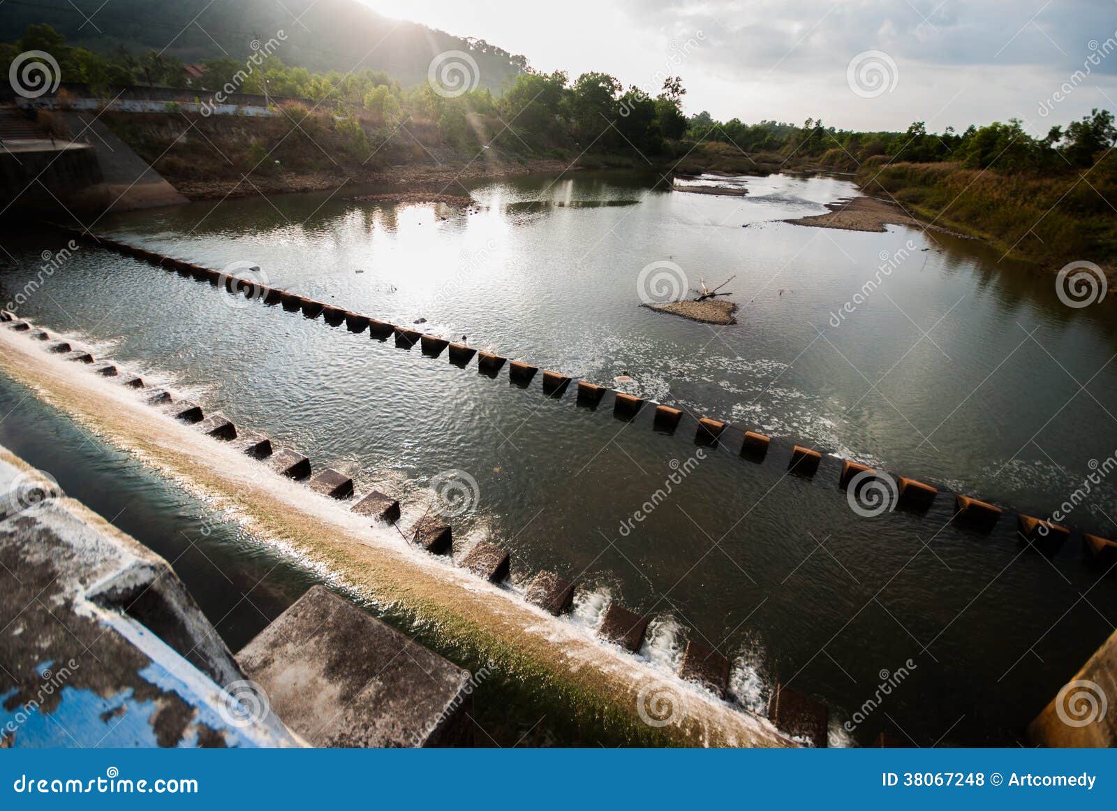 Water Flowing from Reservoir Sluice Stock Photo - Image of summer ...