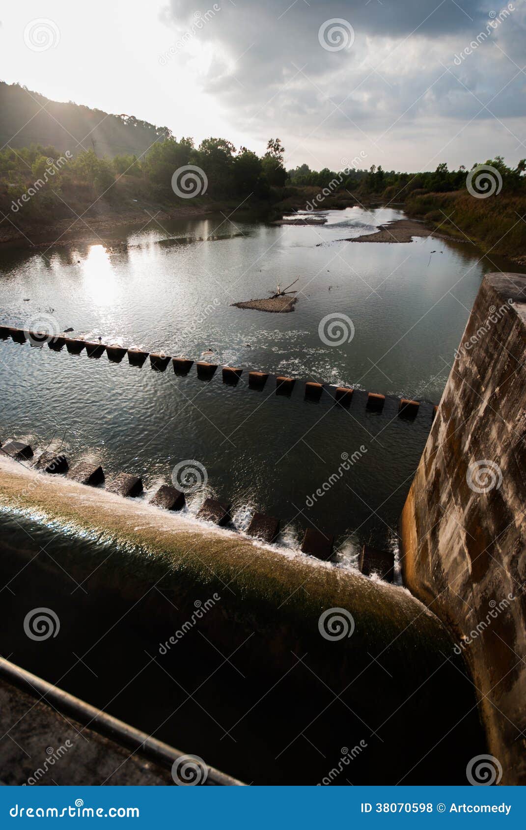 Water Flowing from Reservoir Sluice Stock Photo - Image of river ...