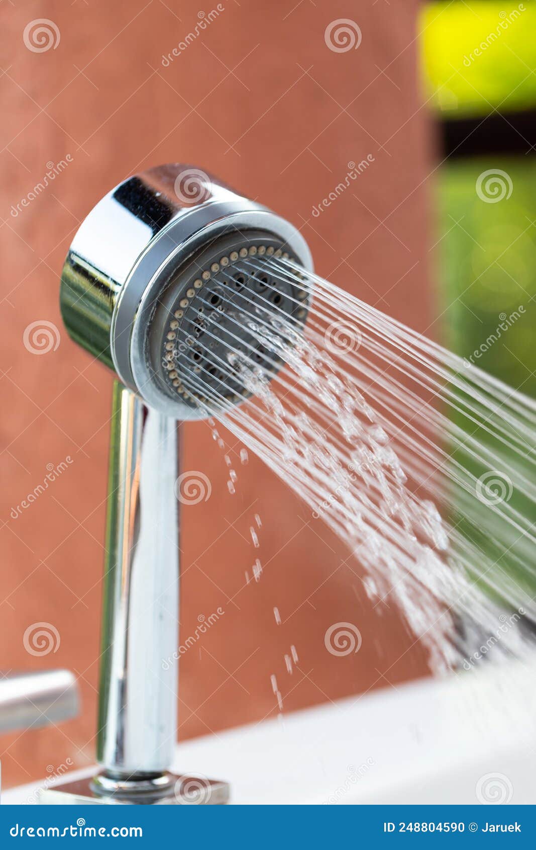 Water is Flowing from the Shower Stock Photo - Image of water, hygiene ...