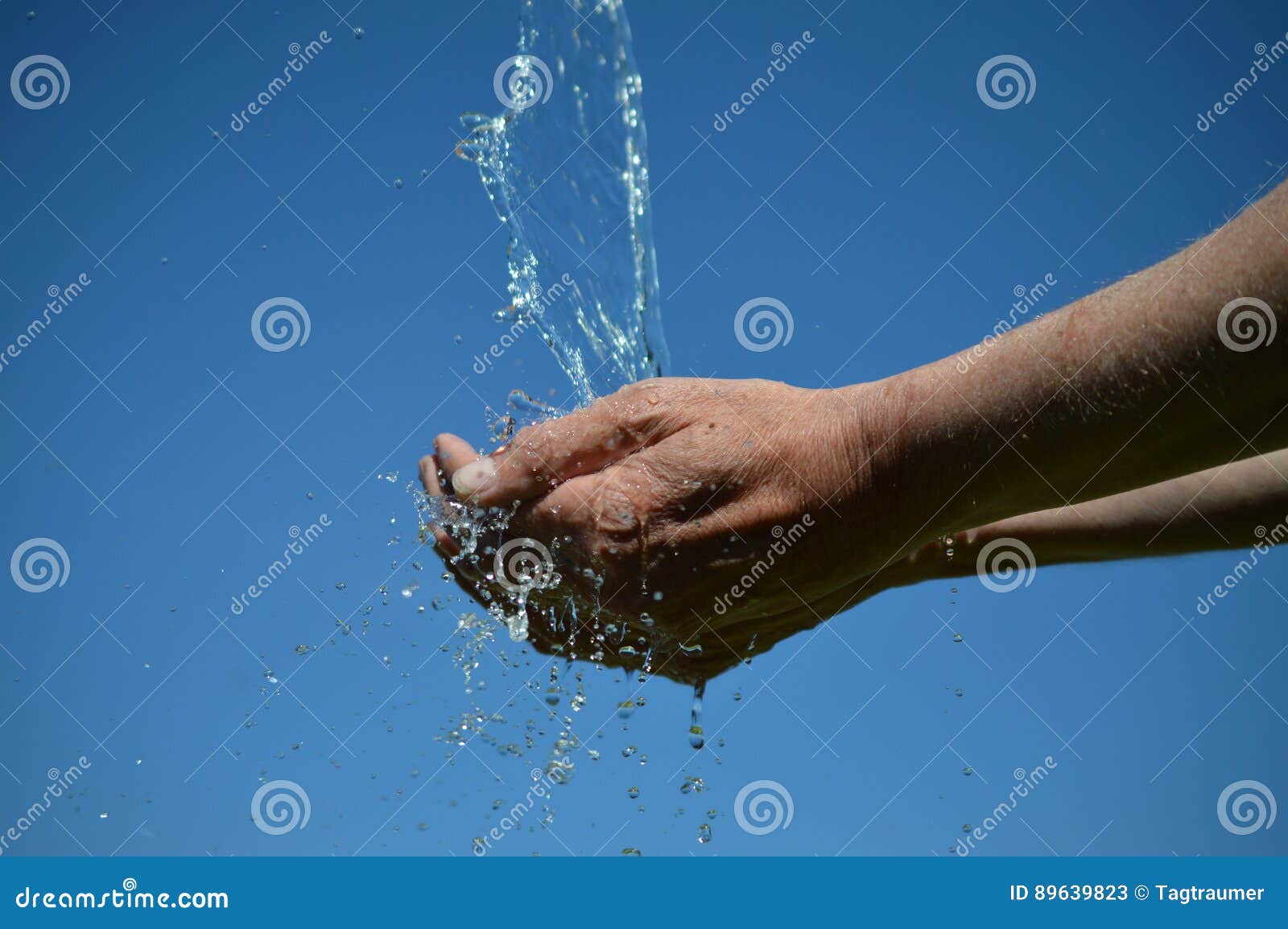 Water Flowing from the Sky into Open Hands Stock Image - Image of hands ...