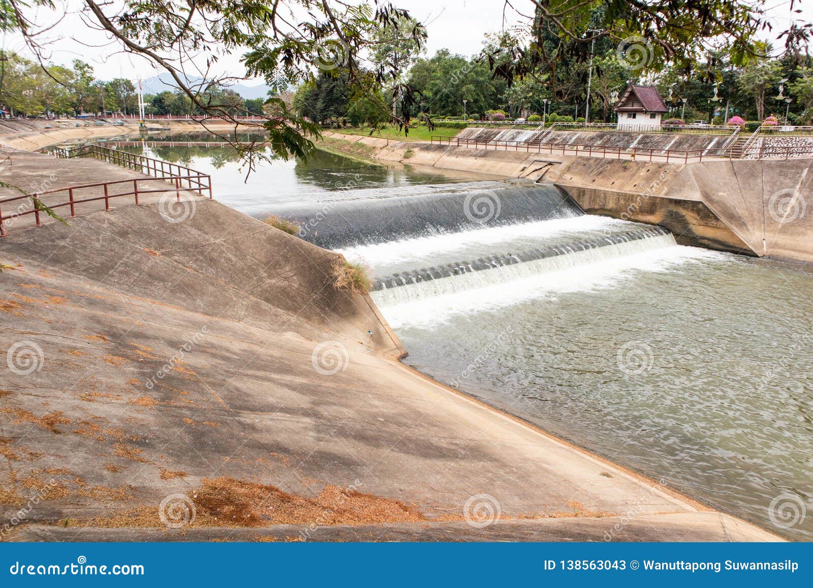 Water Flowing from Small Dam Stock Image - Image of cascade, concrete ...