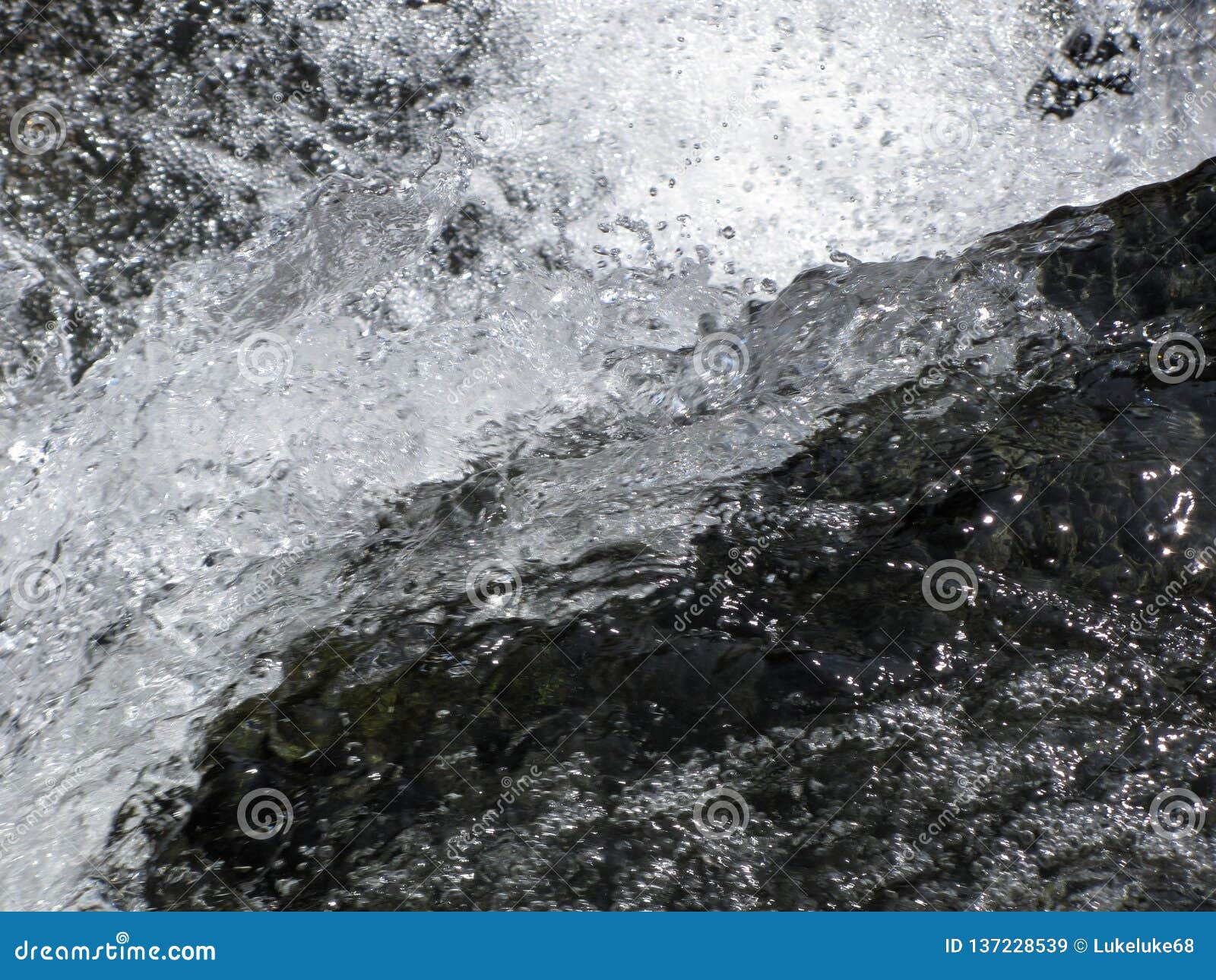 Water Flowing and Splashing Over Rocks Background Stock Image - Image ...