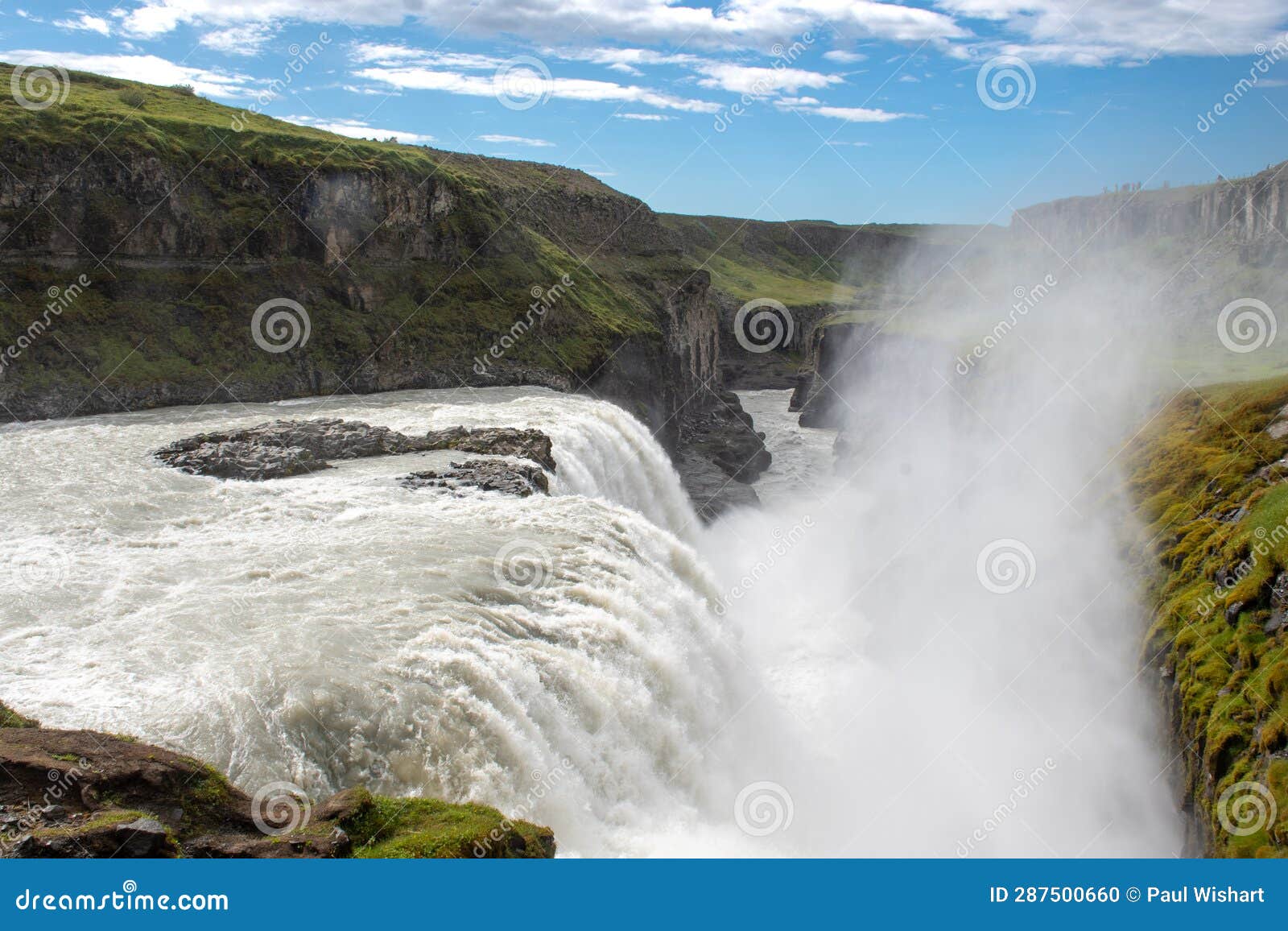Water Flowing Strongly at Gullfoss Waterfall Icelands Golden Circle ...