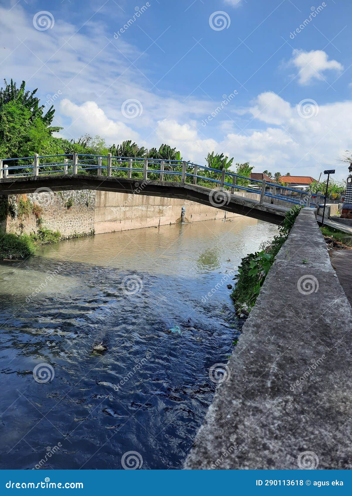 Water Flowing Under a Small Bridge Stock Photo - Image of water, view ...