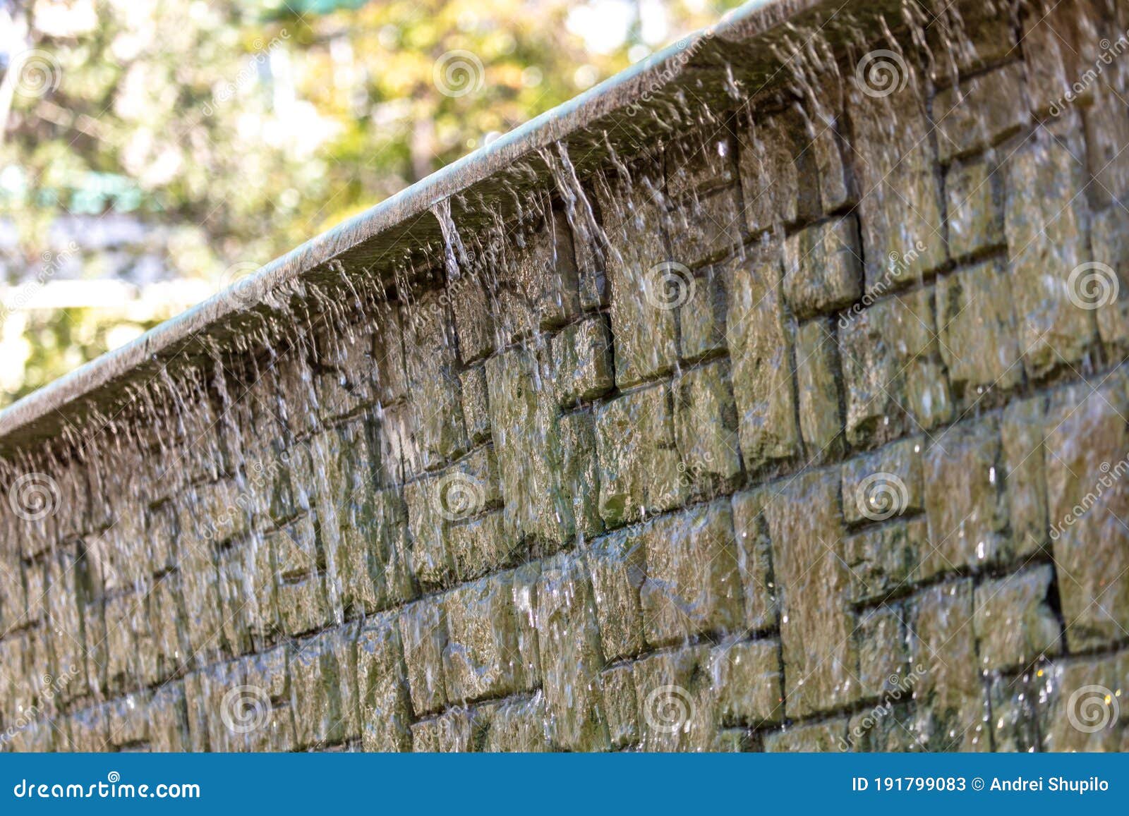 Water Flows Along a Brick Wall Stock Image - Image of drop, artificial ...