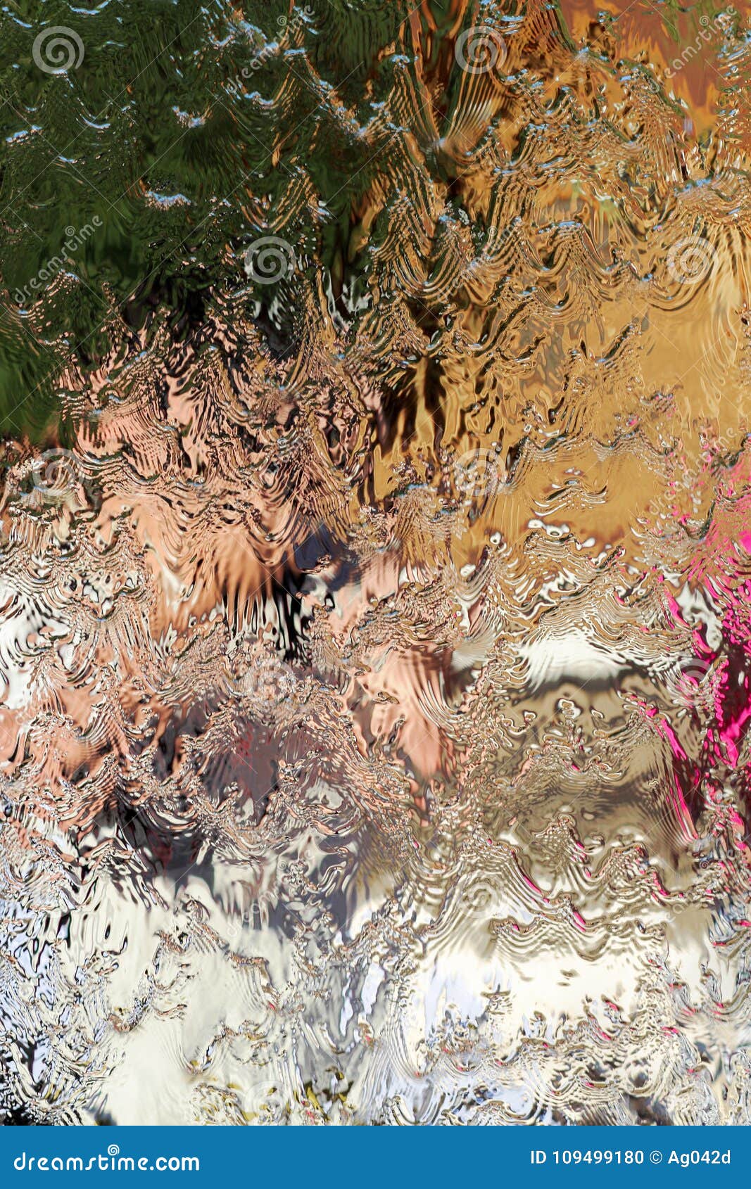 Water Flows Along the Wall of the Mirror, Vertical Abstract Background ...