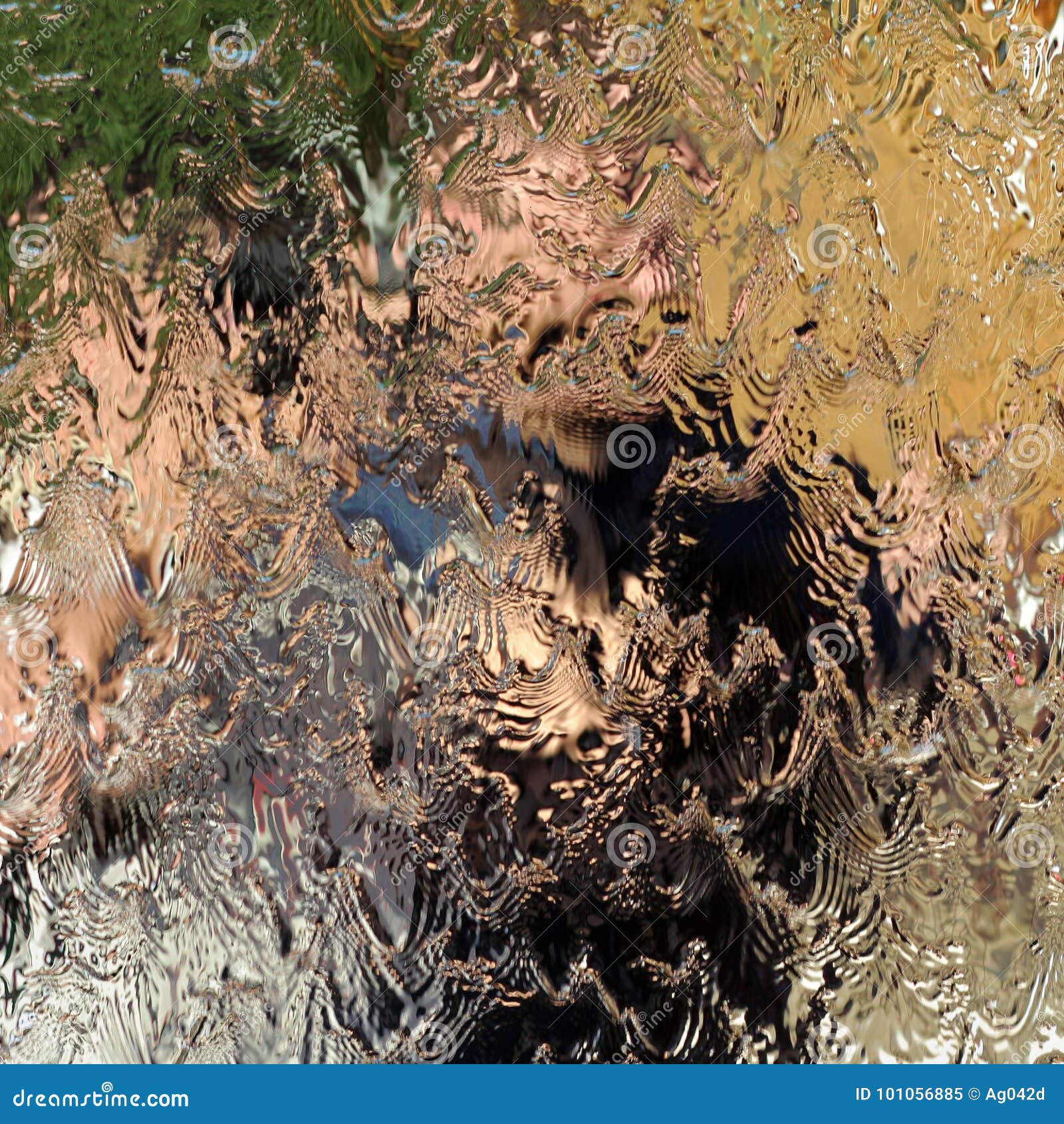 Water Flows Along the Wall of the Mirror, Vertical Abstract Background ...