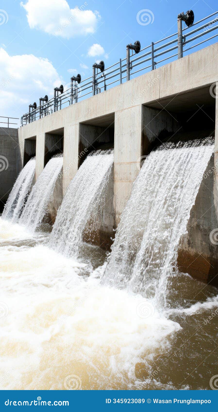 Water Flows through a Dam, Showcasing Engineering and Environmental ...