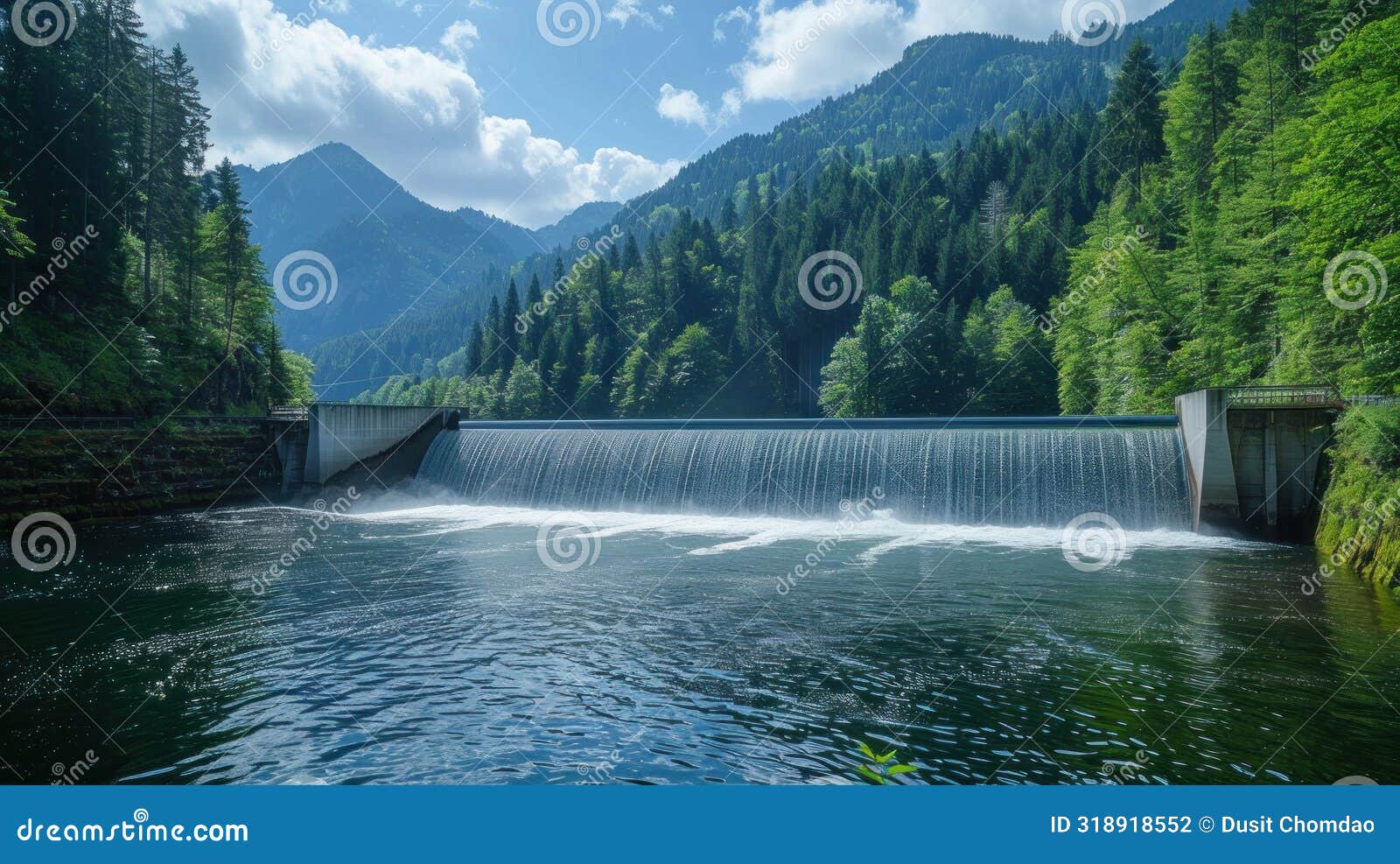 Water Flows Down from a Large Dam. Stock Photo - Image of hydroelectric ...