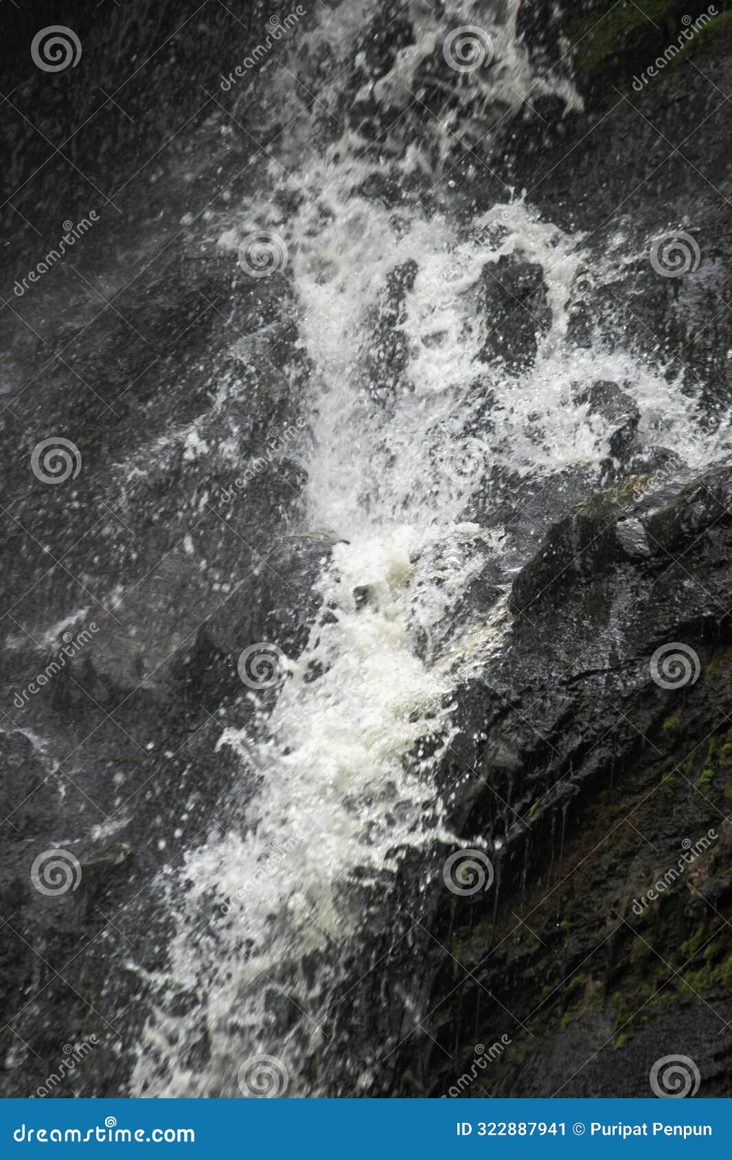 The Water Flows Down from the Rock Cliff Stock Image - Image of ...
