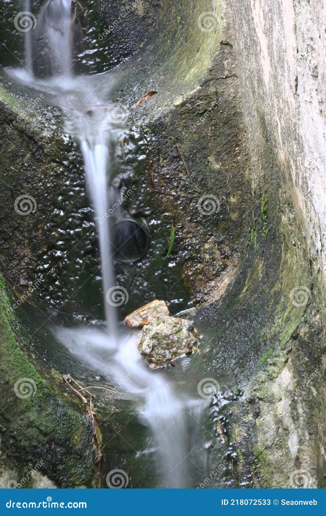 A Water Flows Down a Slope through Narrow Gutters Stock Image - Image ...
