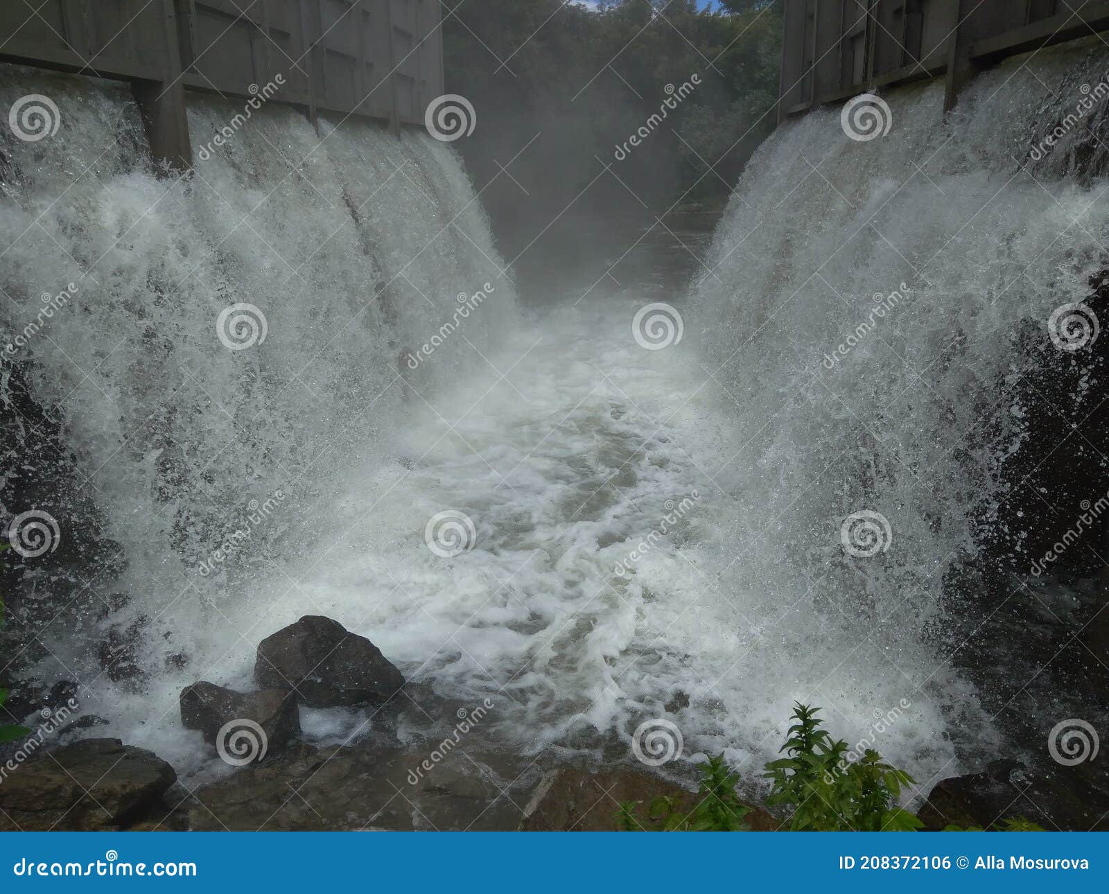 Water Flows Down the Waterfall in the Basement of the Dam Flood ...