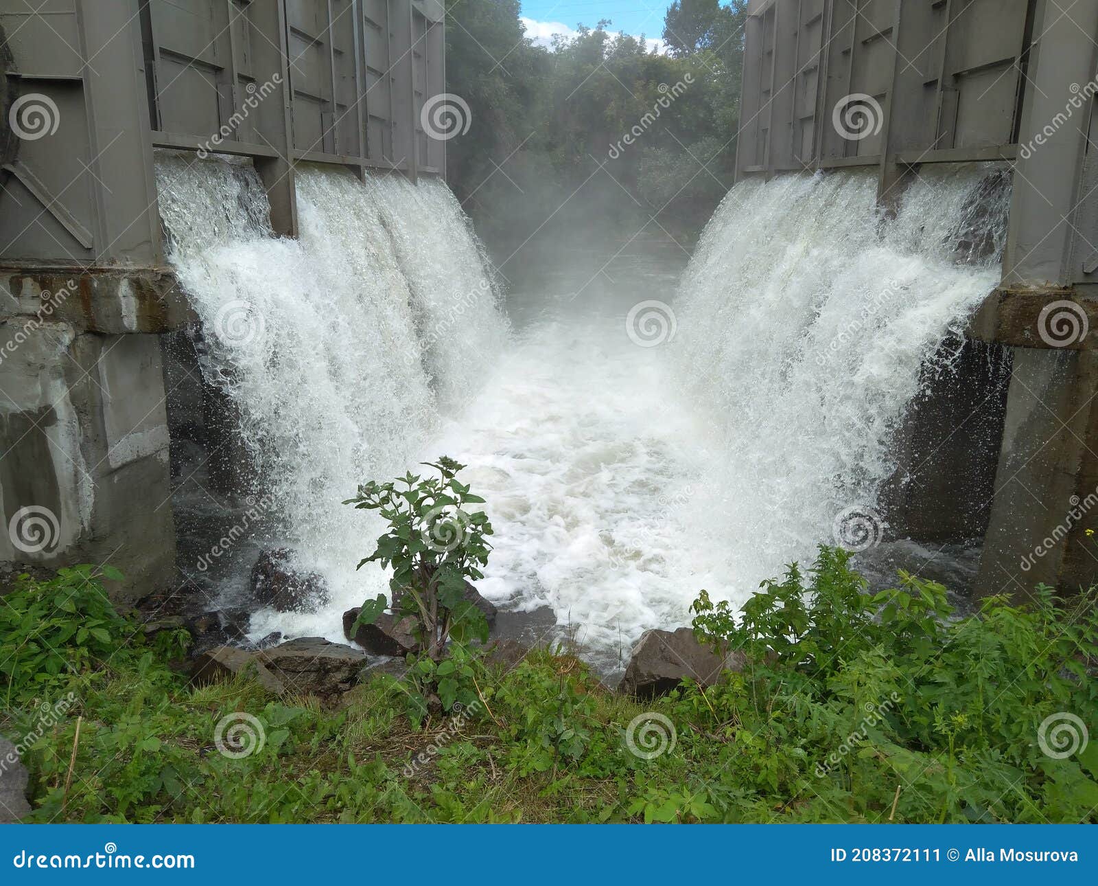 Water Flows Down the Waterfall in the Basement of the Dam Flood ...