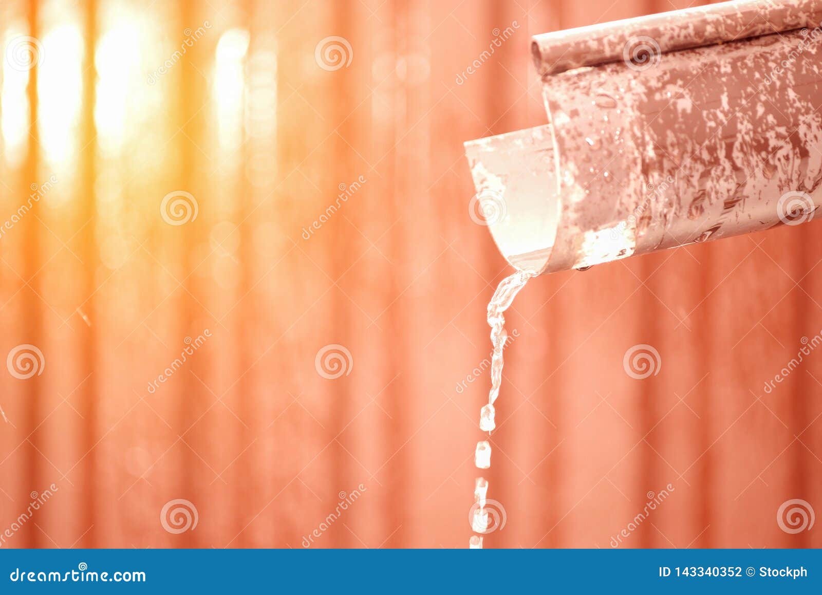 Water Flows through the Drain Pipe. Snow is Melting Stock Photo - Image ...
