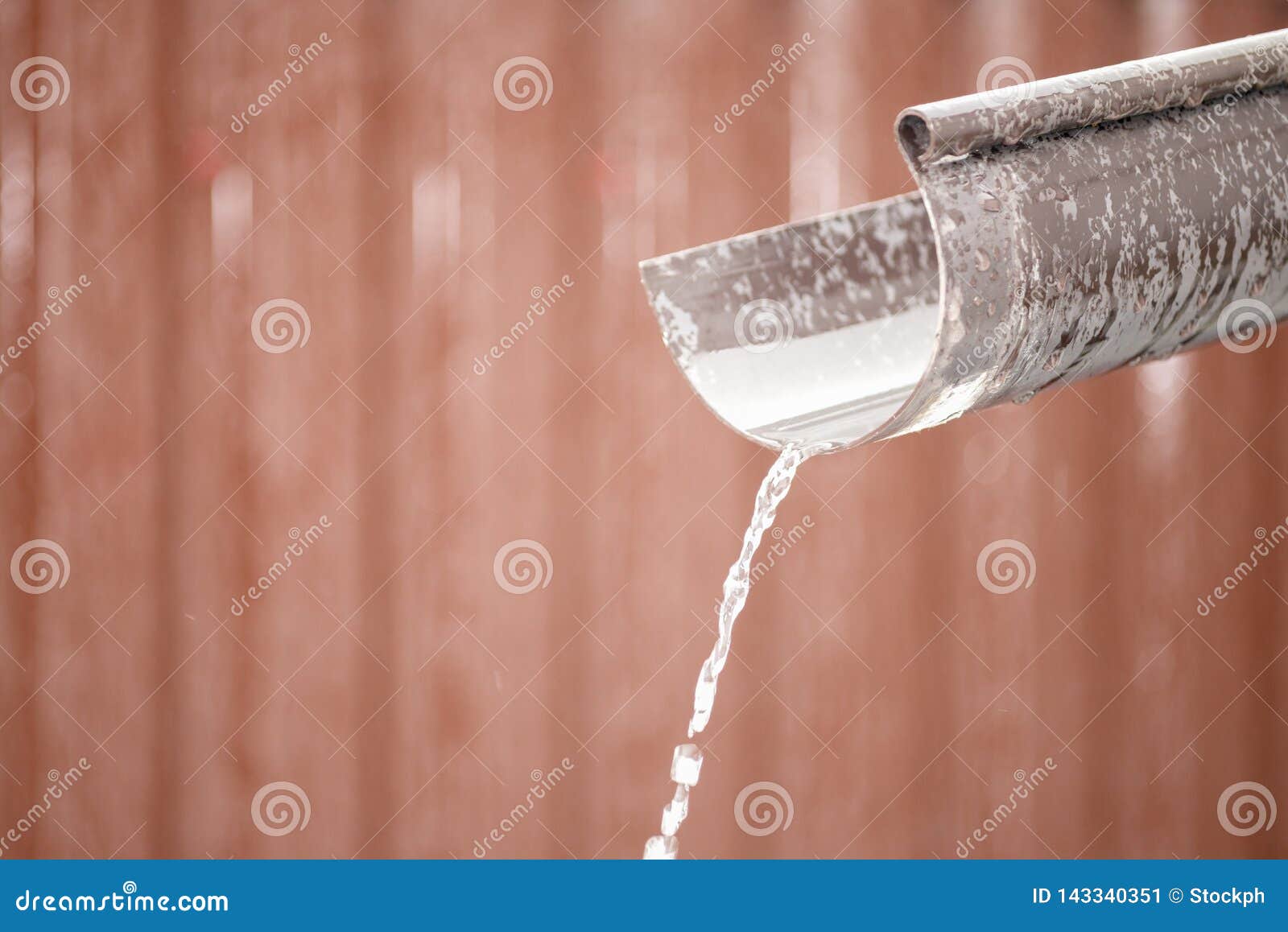 Water Flows through the Drain Pipe. Snow is Melting Stock Image - Image ...