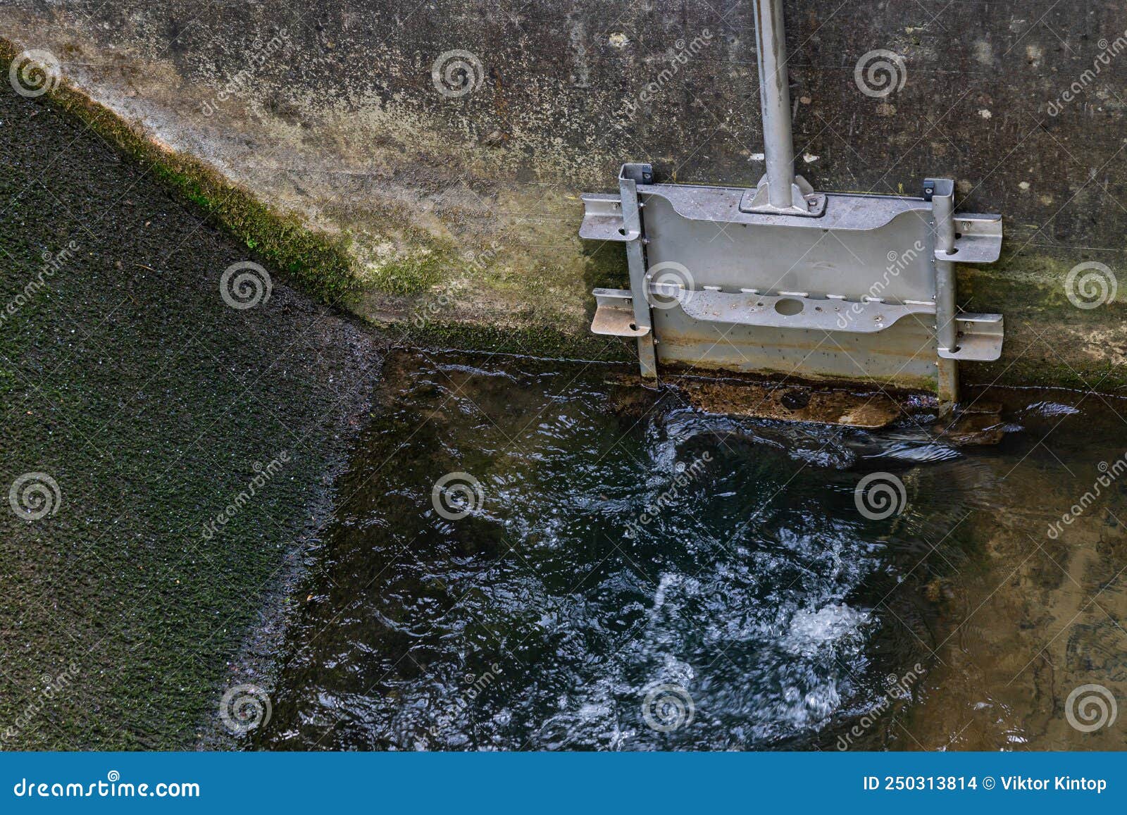 The Water Flows through the Floodgates Stock Photo - Image of concrete ...