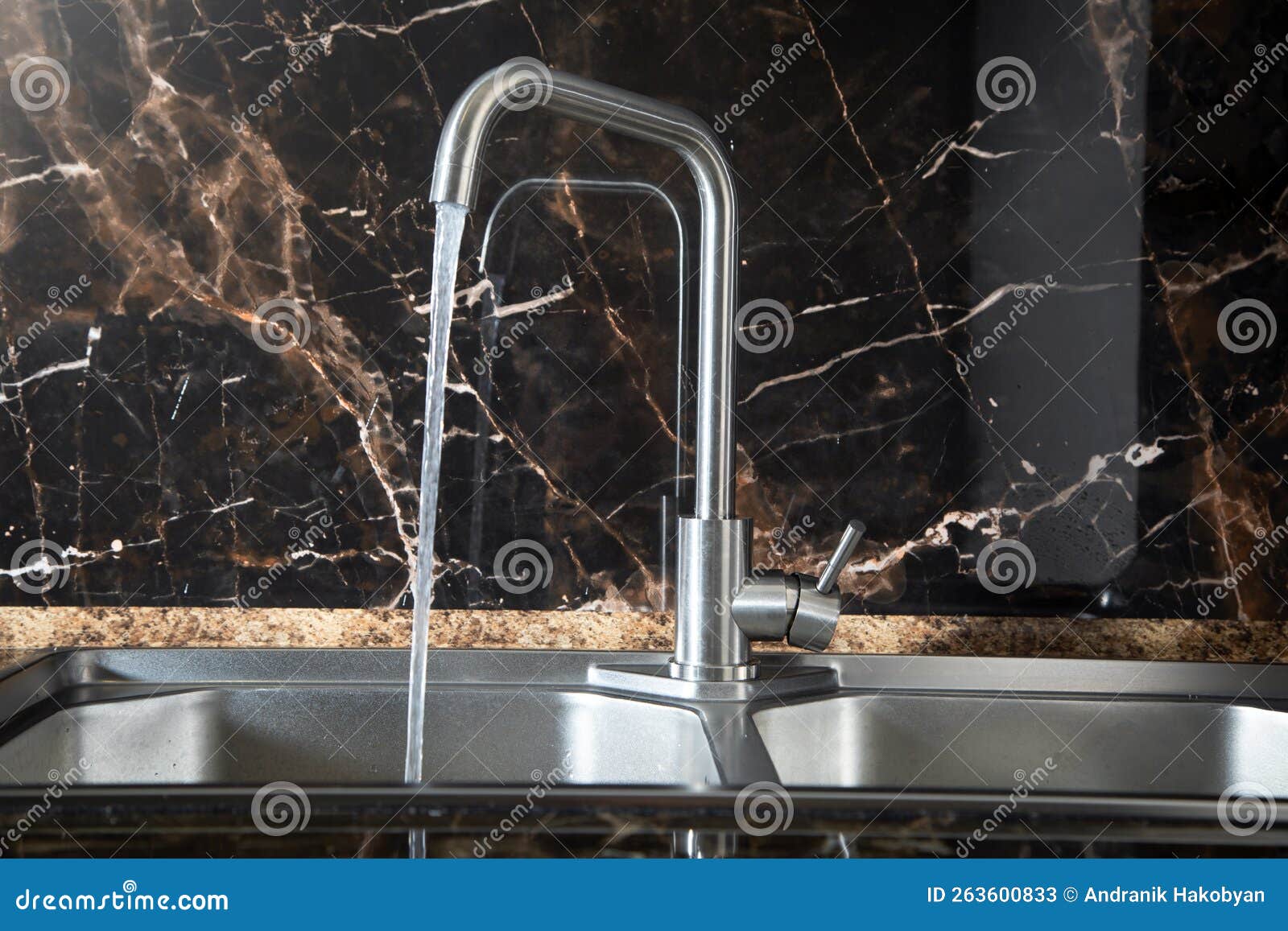 Water Flows from the Kitchen Tap Stock Image - Image of stream, flow ...