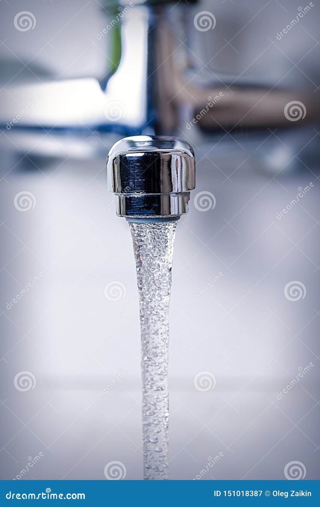 Water Flows from the Kitchen Tap, Close-up Stock Image - Image of ...