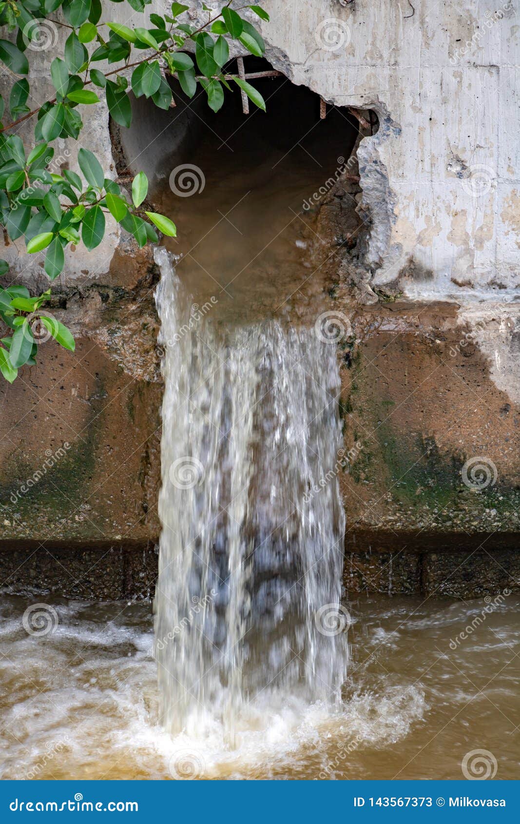Water Flows from a Large Hole in the Wall Stock Image - Image of ...