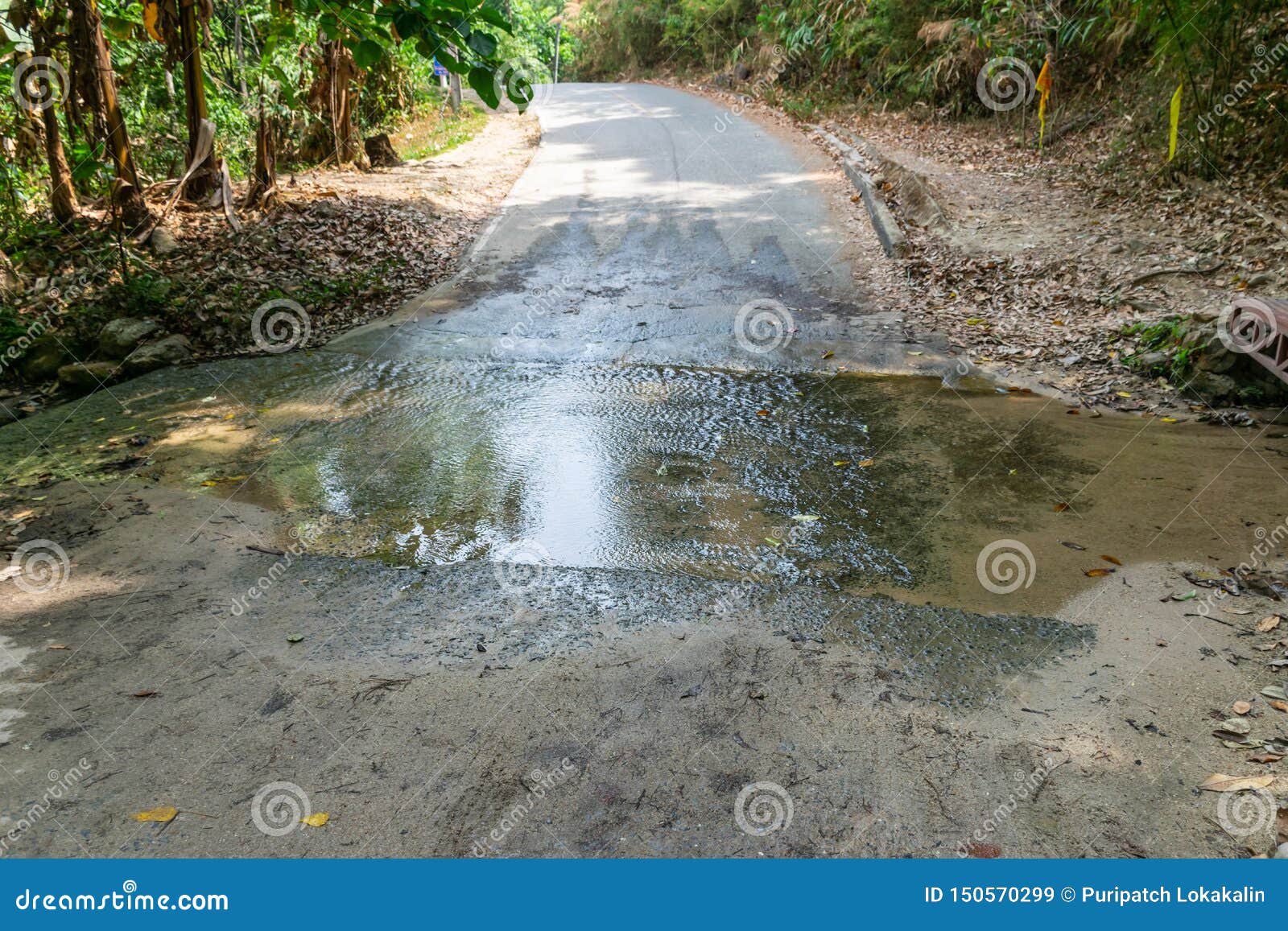The Water Flows through the Road Stock Image - Image of flow, cross ...