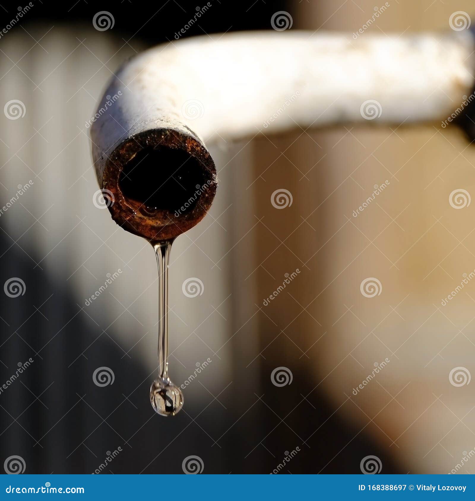 Water Flows from an Old Rusty Metal Pipe Stock Image - Image of design ...