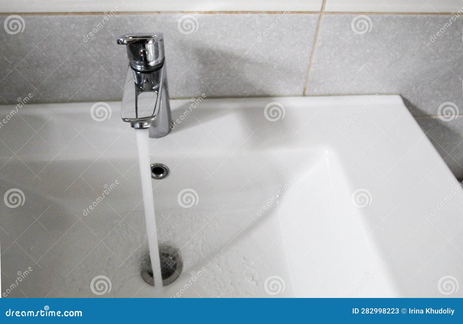 Water Flows from an Open Tap Stock Image - Image of home, liquid: 282998223