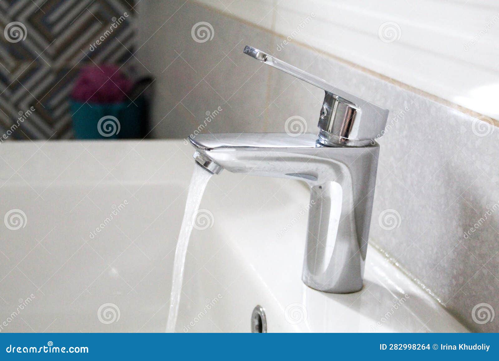 Water Flows from an Open Tap Stock Photo - Image of hygiene, macro ...