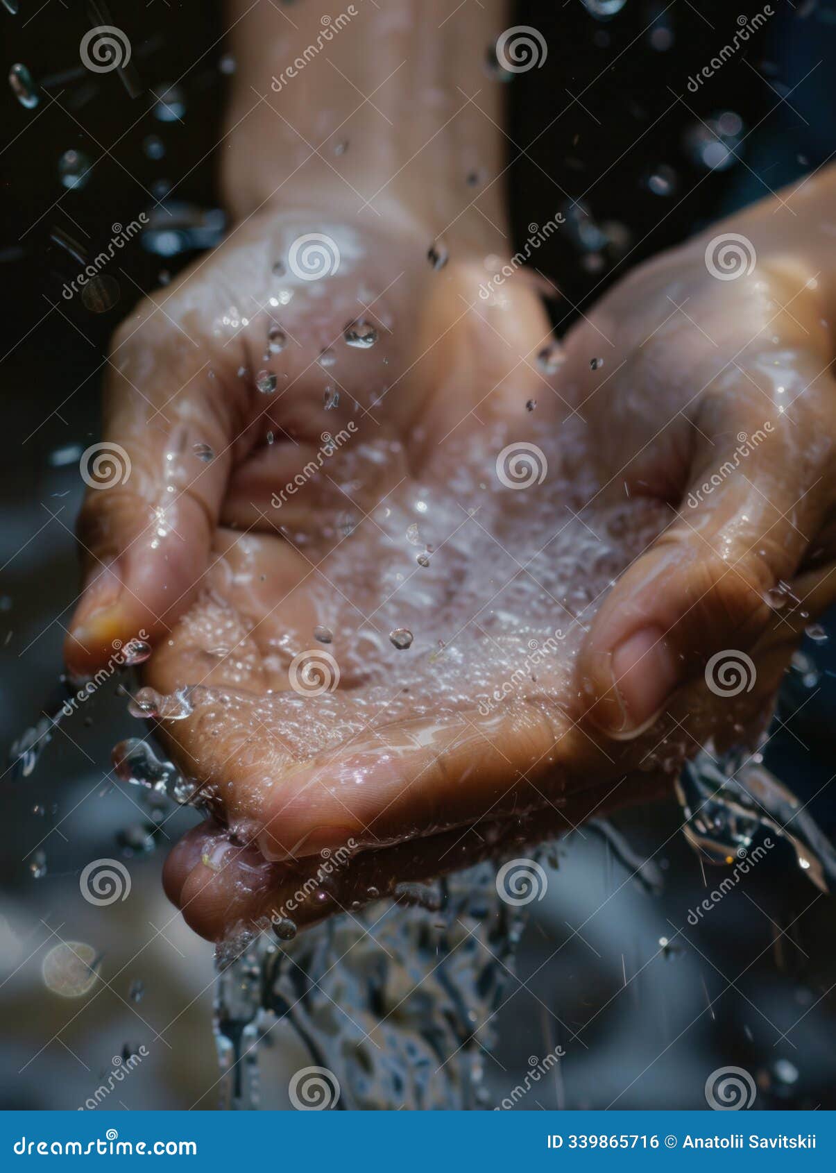 Water Flows Over Hands As they are Washed, Emphasizing Cleanliness and ...