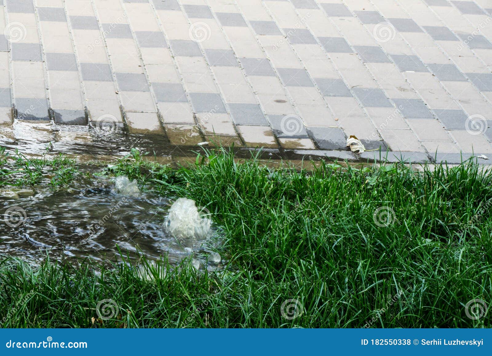 Water Flows Over the Road from the Sewer Stock Photo - Image of cover ...