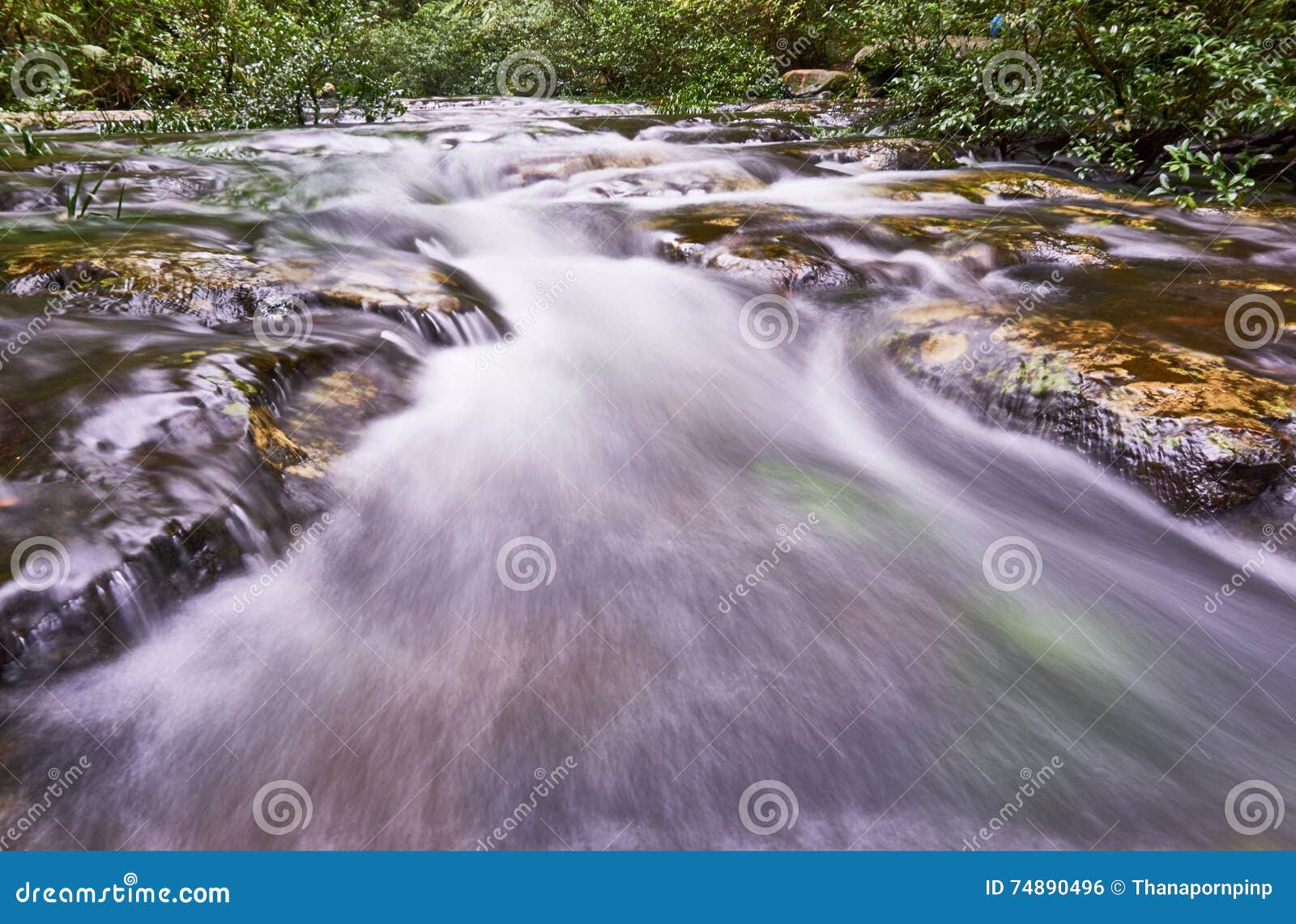 Water Flows Over Rocks in a River. Stock Photo - Image of park, close ...
