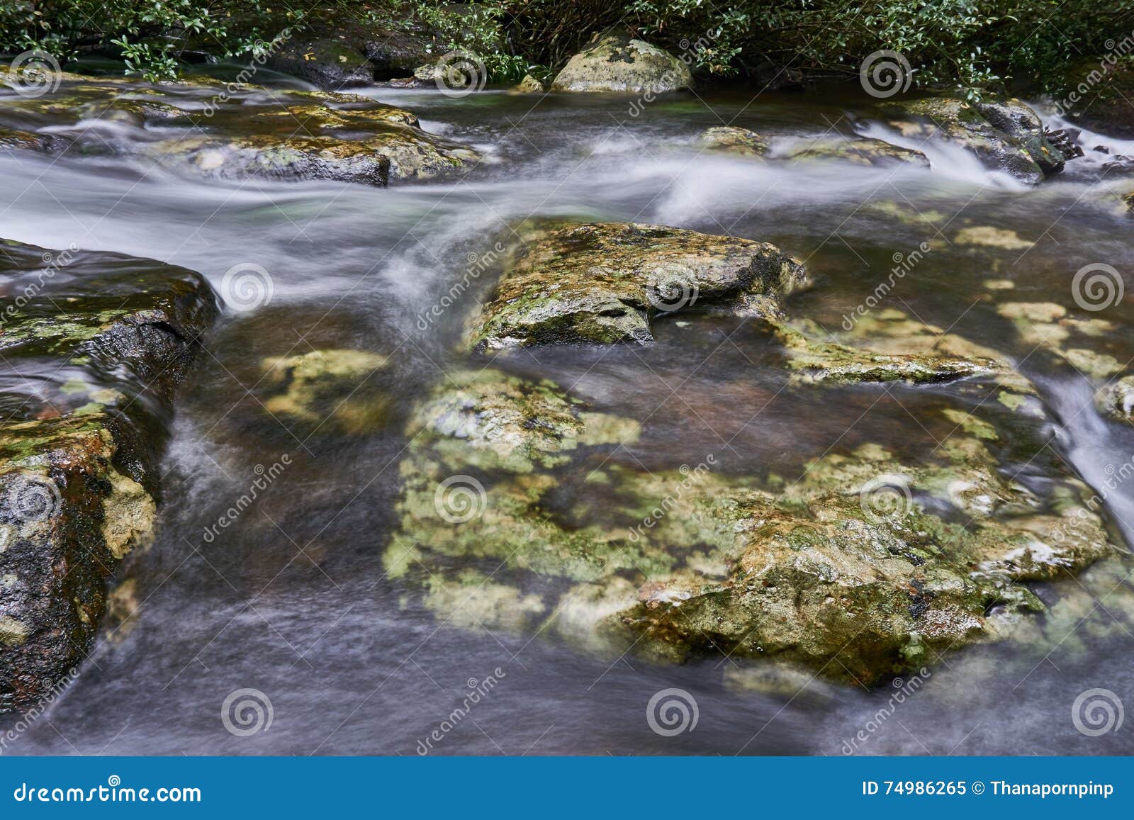 Water Flows Over Rocks in a River. Stock Image - Image of scenery ...