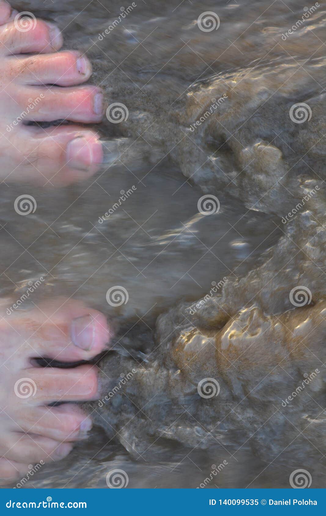 Water Flows Over Toes and Sand Stock Image - Image of ripple, hair ...