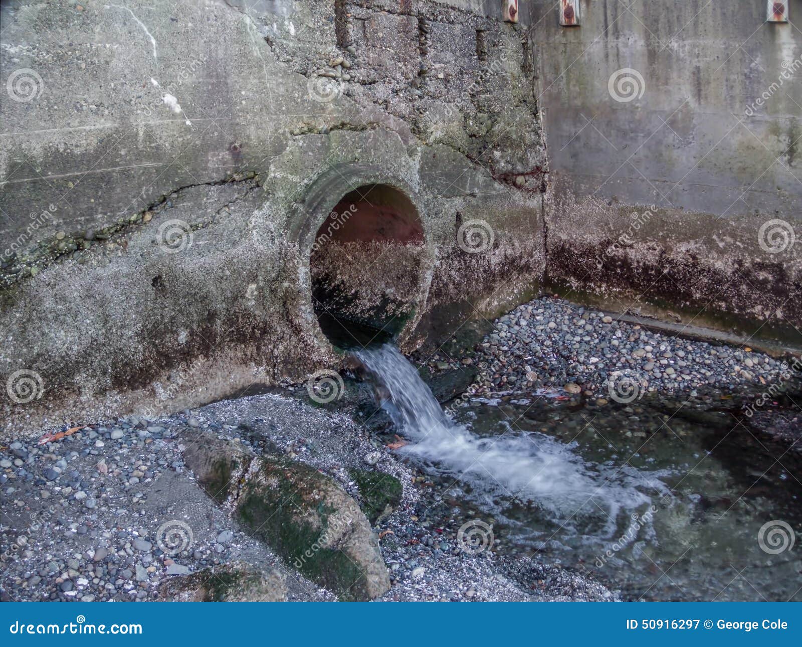 Water Flows through Pipe 3 stock image. Image of flowing - 50916297
