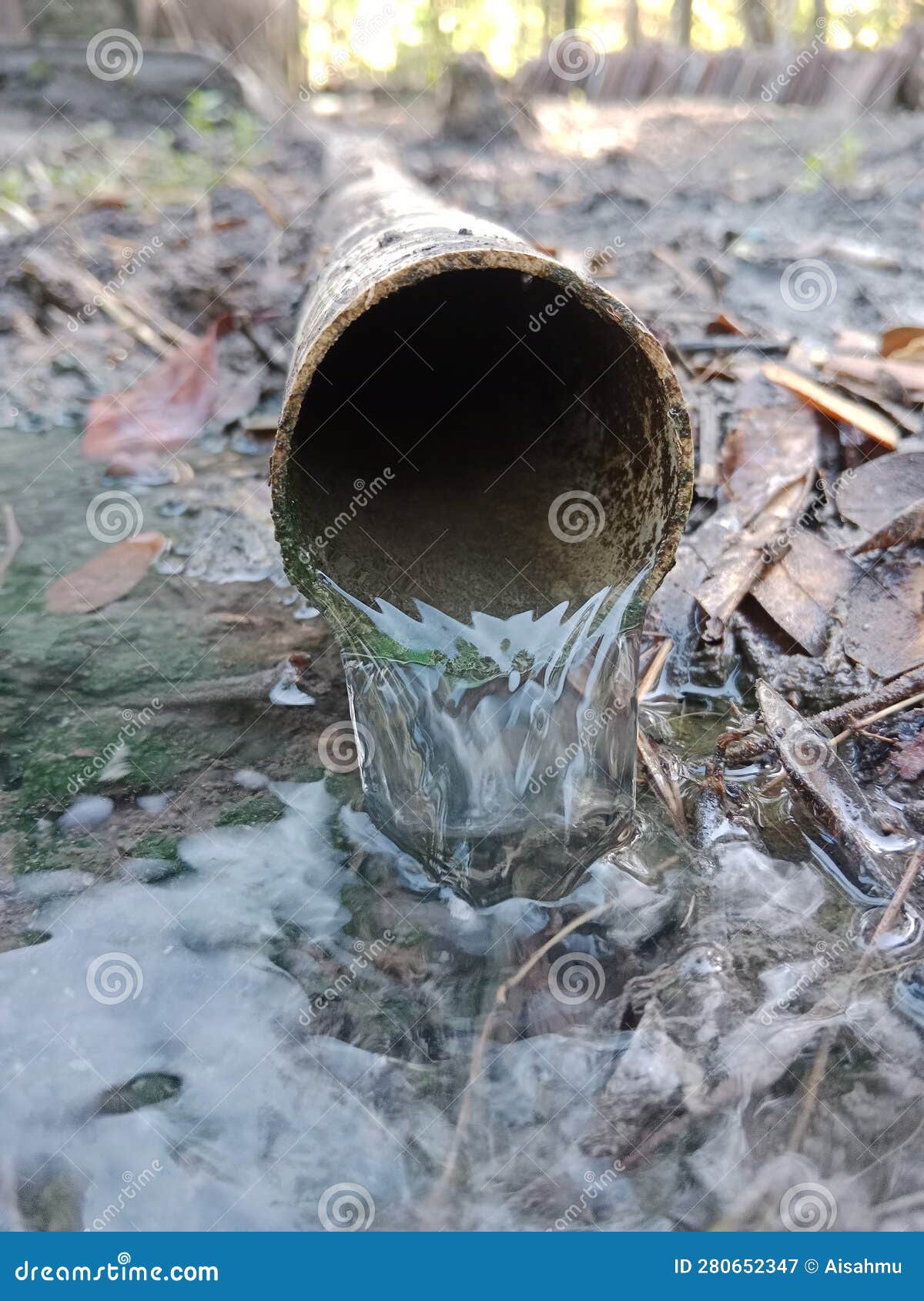 Water Flows from the Pipe almost Like a Waterfall Stock Image - Image ...