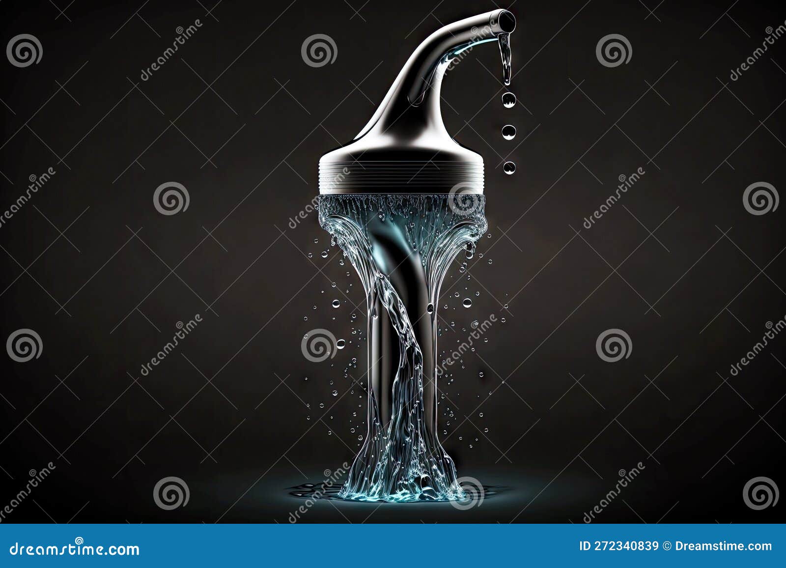 Water Flows from Small Tap on Dark Background with Large Aerator Stock ...