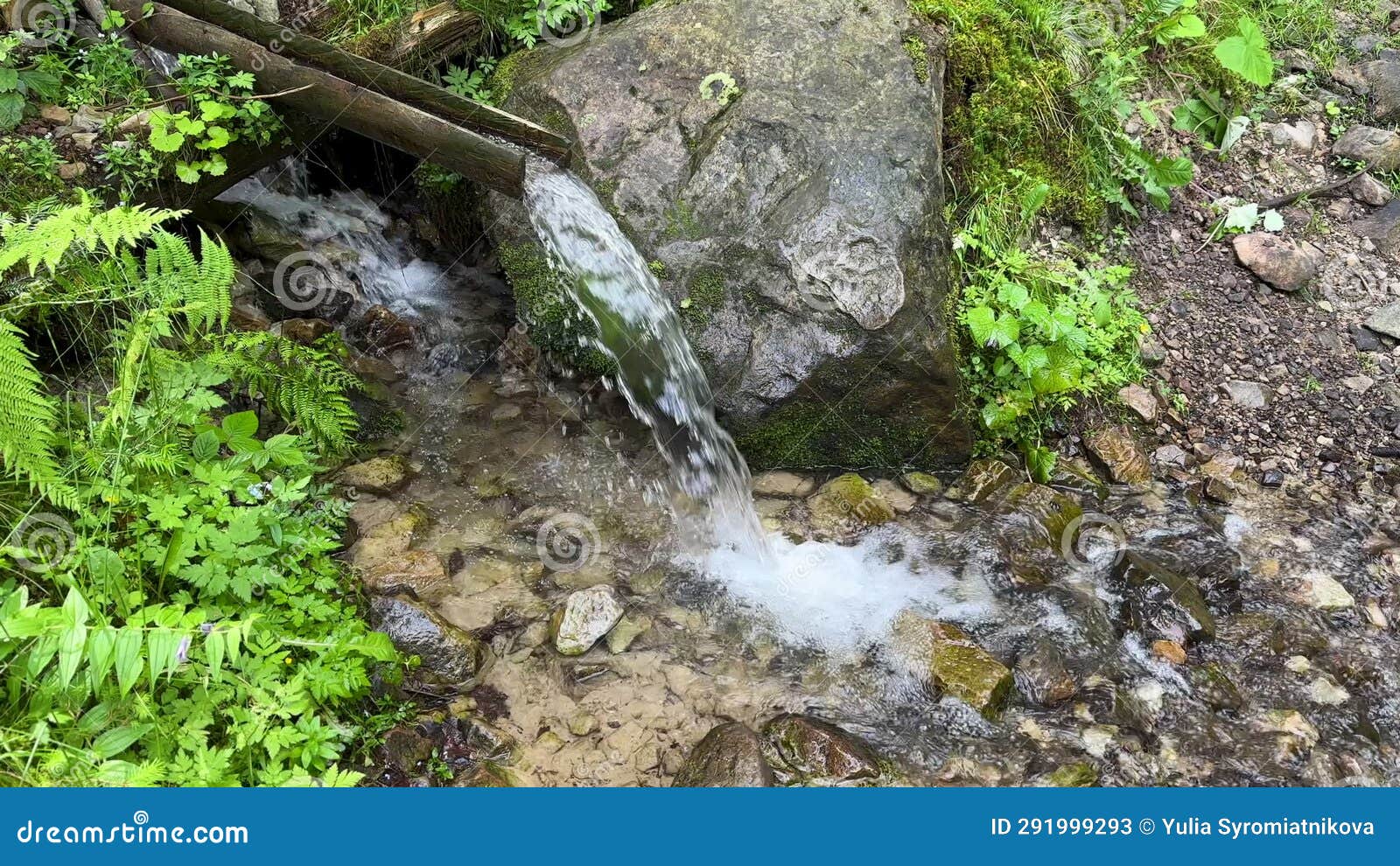 Water that Flows from the Spring in the Mountains and Descends through ...